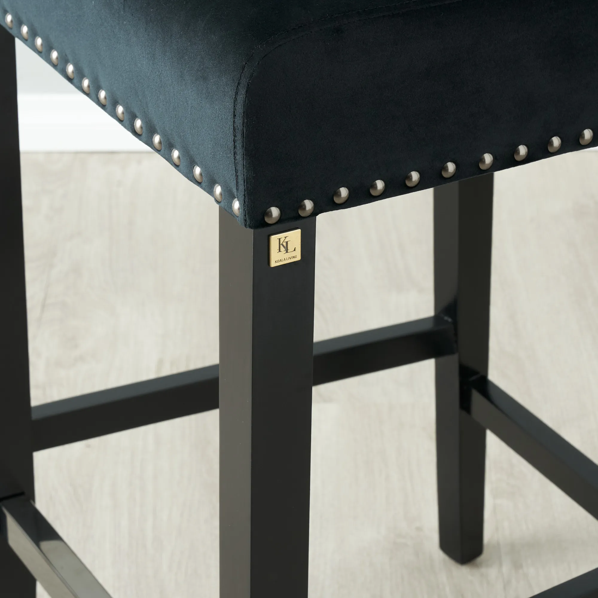 Viktor Black Velvet Bar Stool