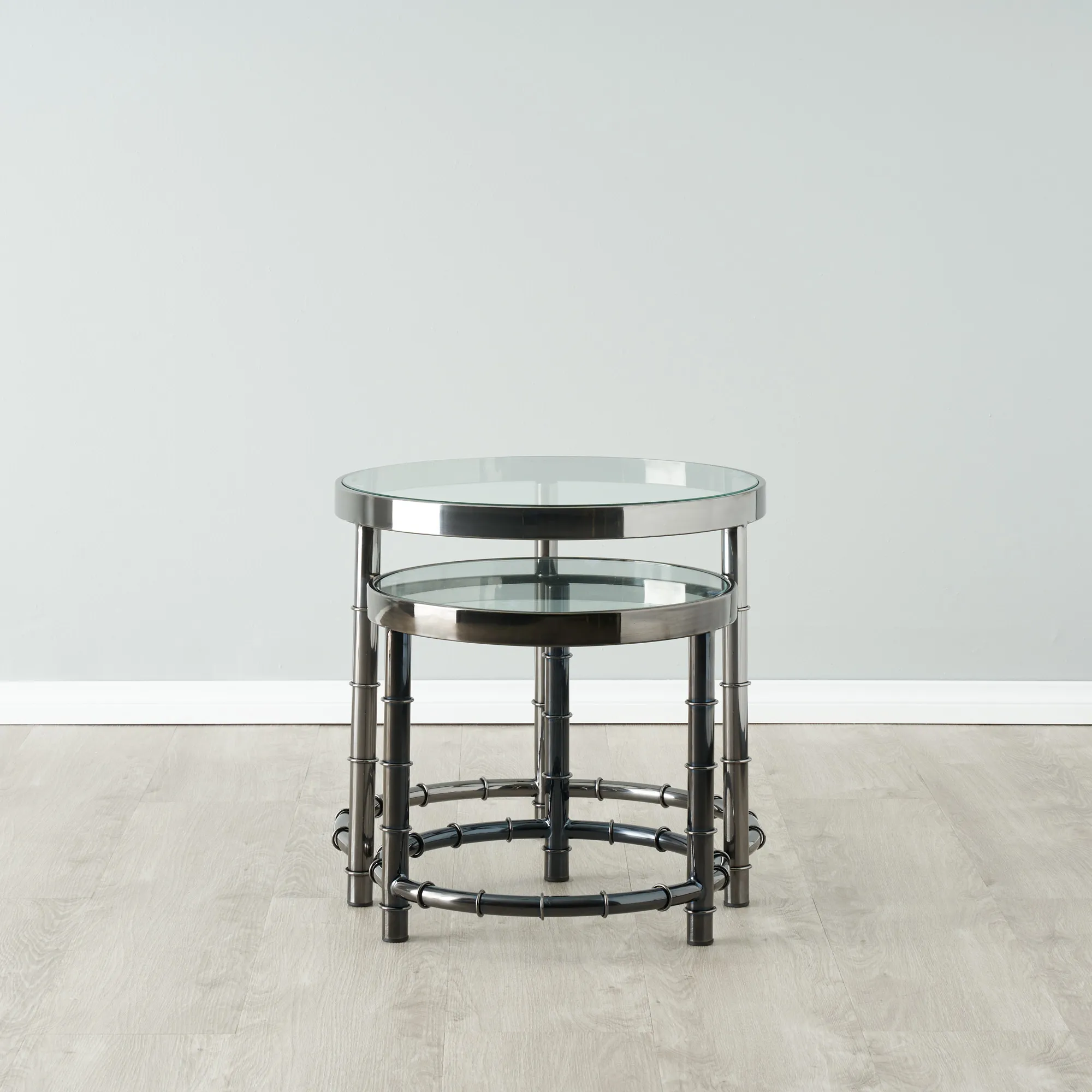 Balmoral II Black Nickel Round Nested Side Tables