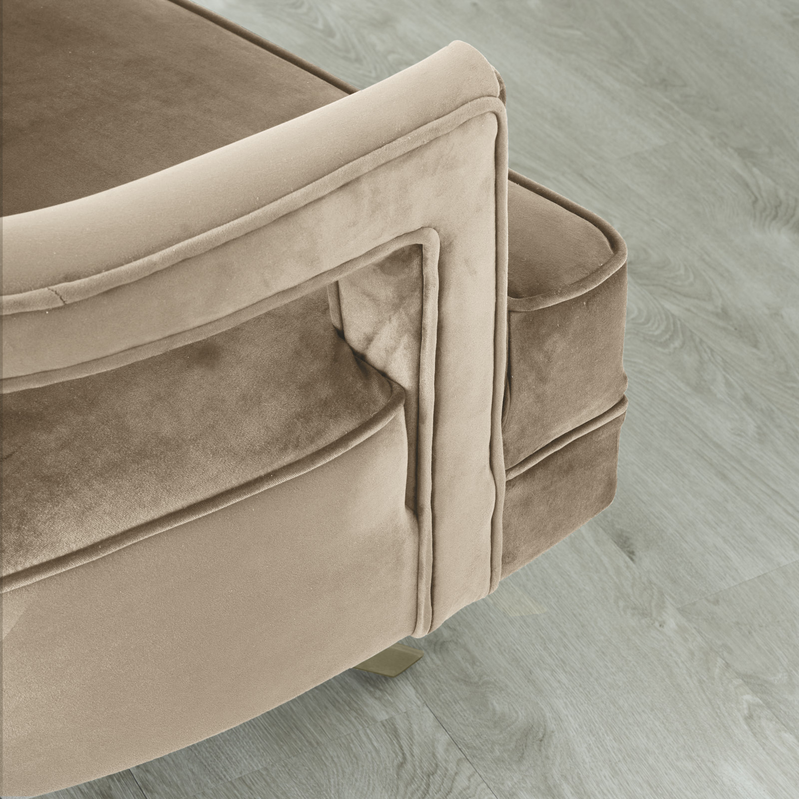 Burton Beige Velvet Swivel Occasional Chair - Brushed Champagne Gold ...