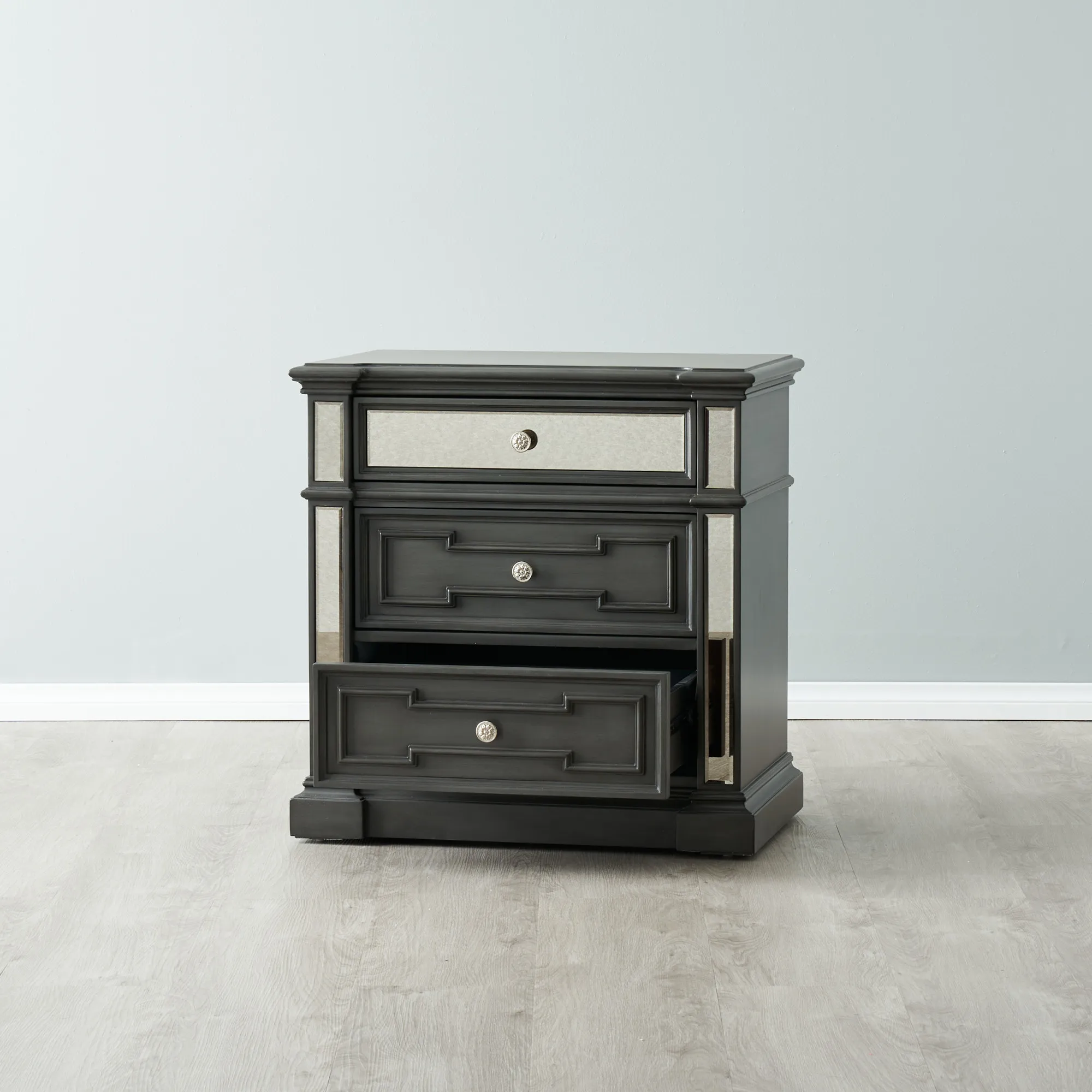 Solitude Brushed Black Bedside Table | Koala Living