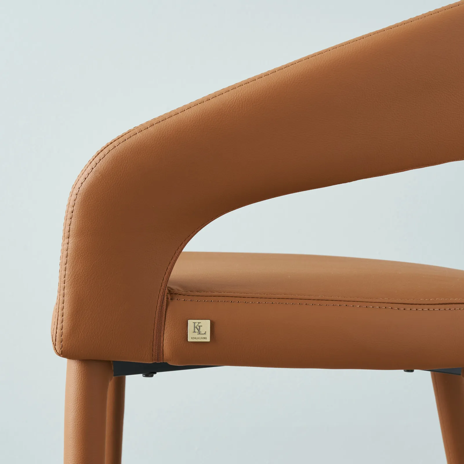 Moulin Walnut Vegan Leather Dining Chair - Brushed Gold Legs