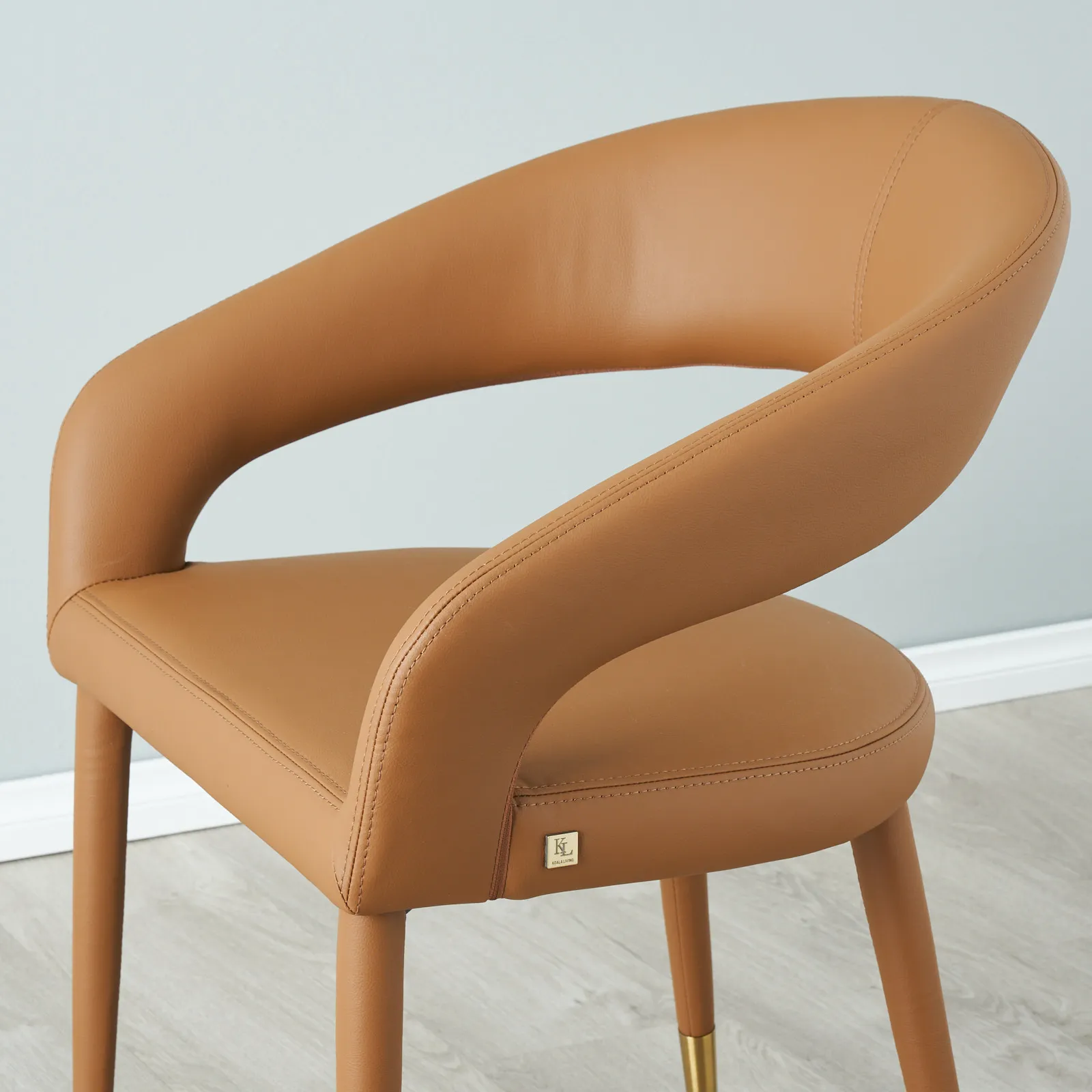 Moulin Walnut Vegan Leather Dining Chair - Brushed Gold Legs