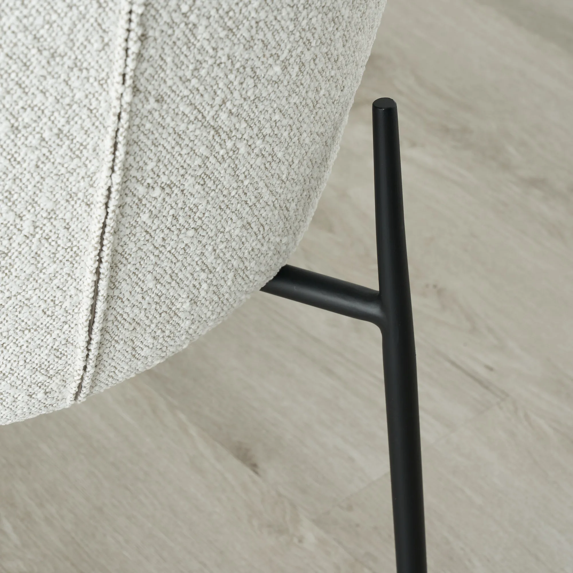 Hailey Snow White Boucle Dining Chair - Black Legs