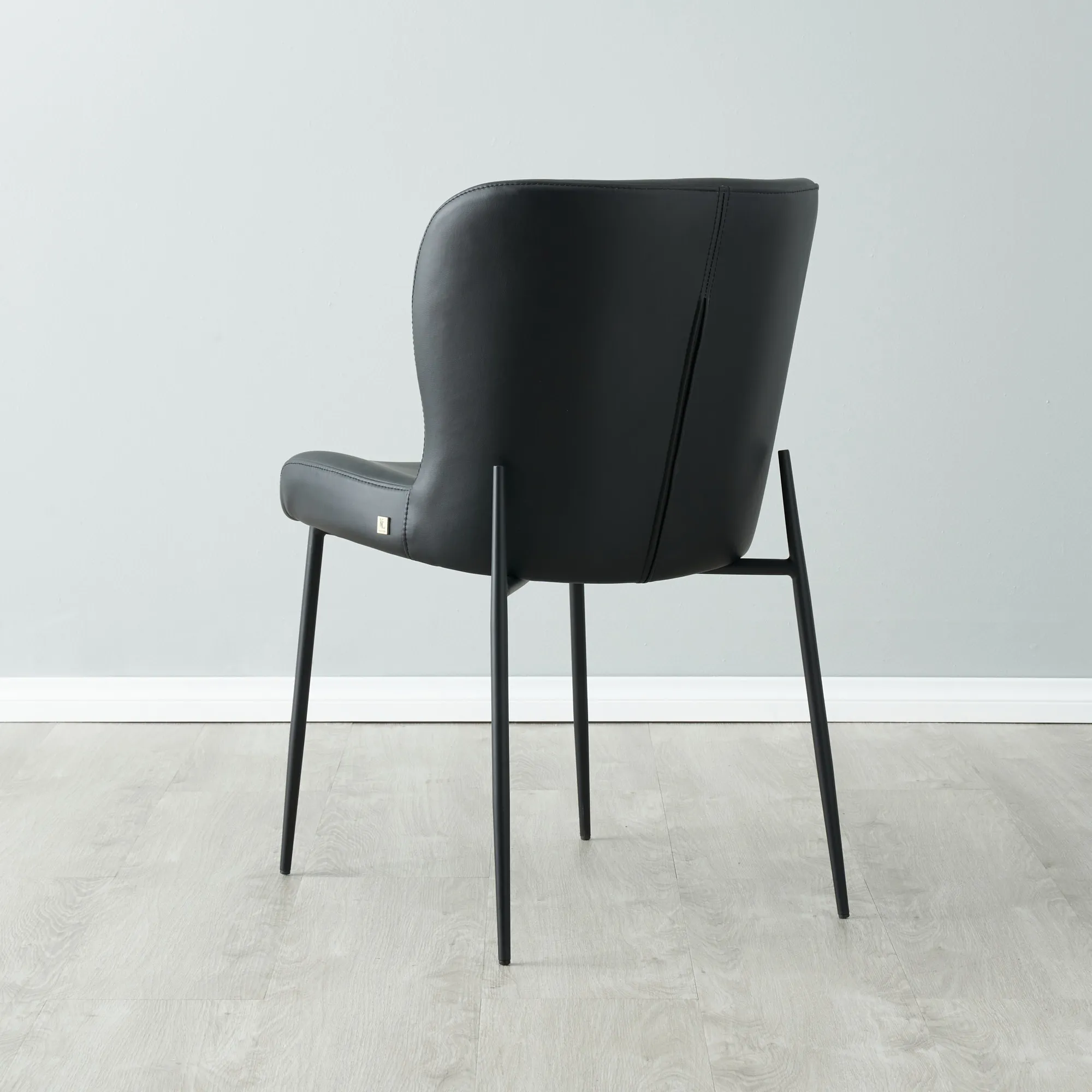 Hailey Black Vegan Leather Dining Chair - Black Legs
