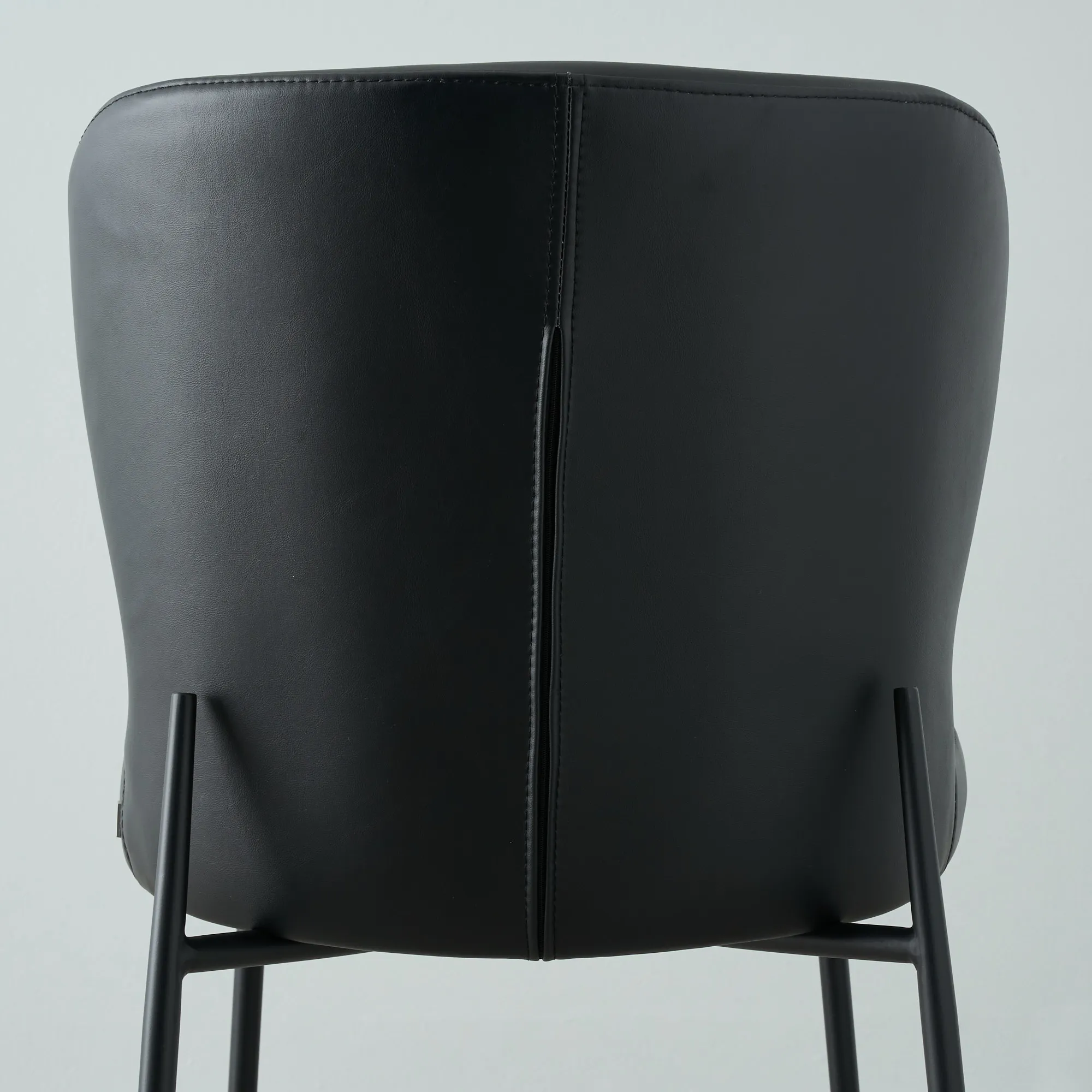 Hailey Black Vegan Leather Dining Chair - Black Legs
