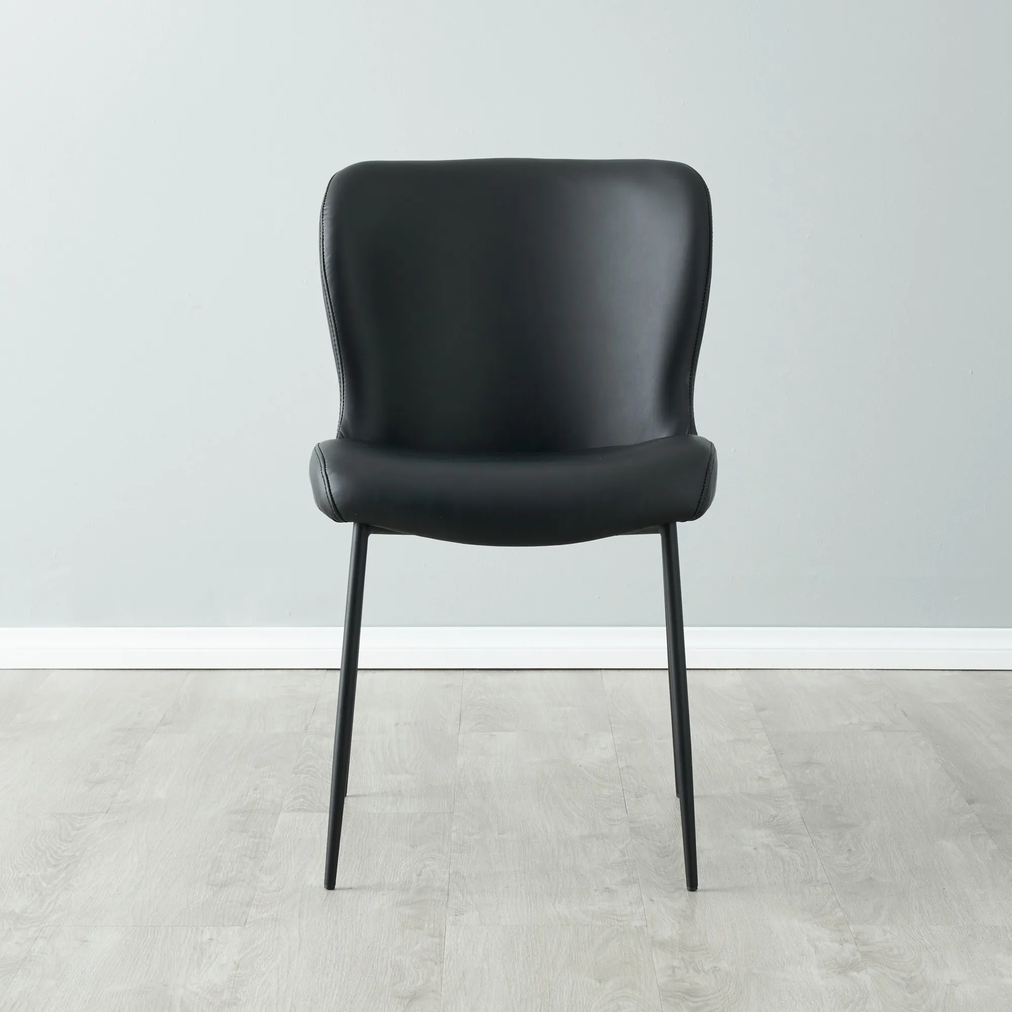 Hailey Black Vegan Leather Dining Chair - Black Legs