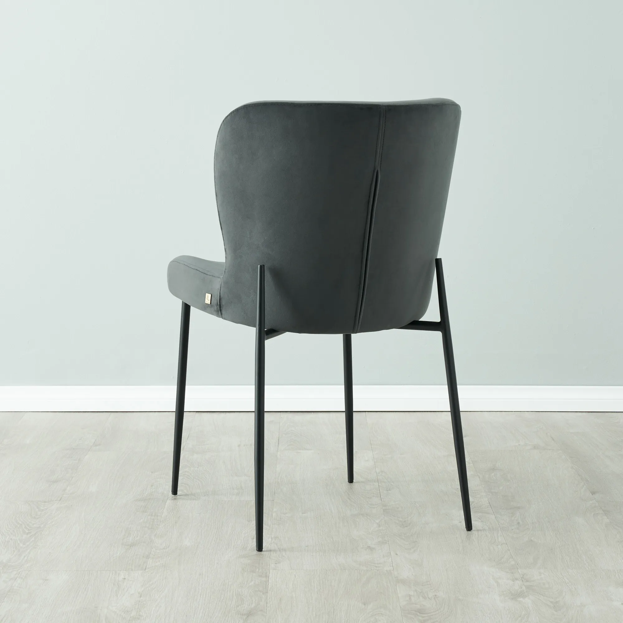 Hailey Charcoal Velvet Dining Chair - Black Legs