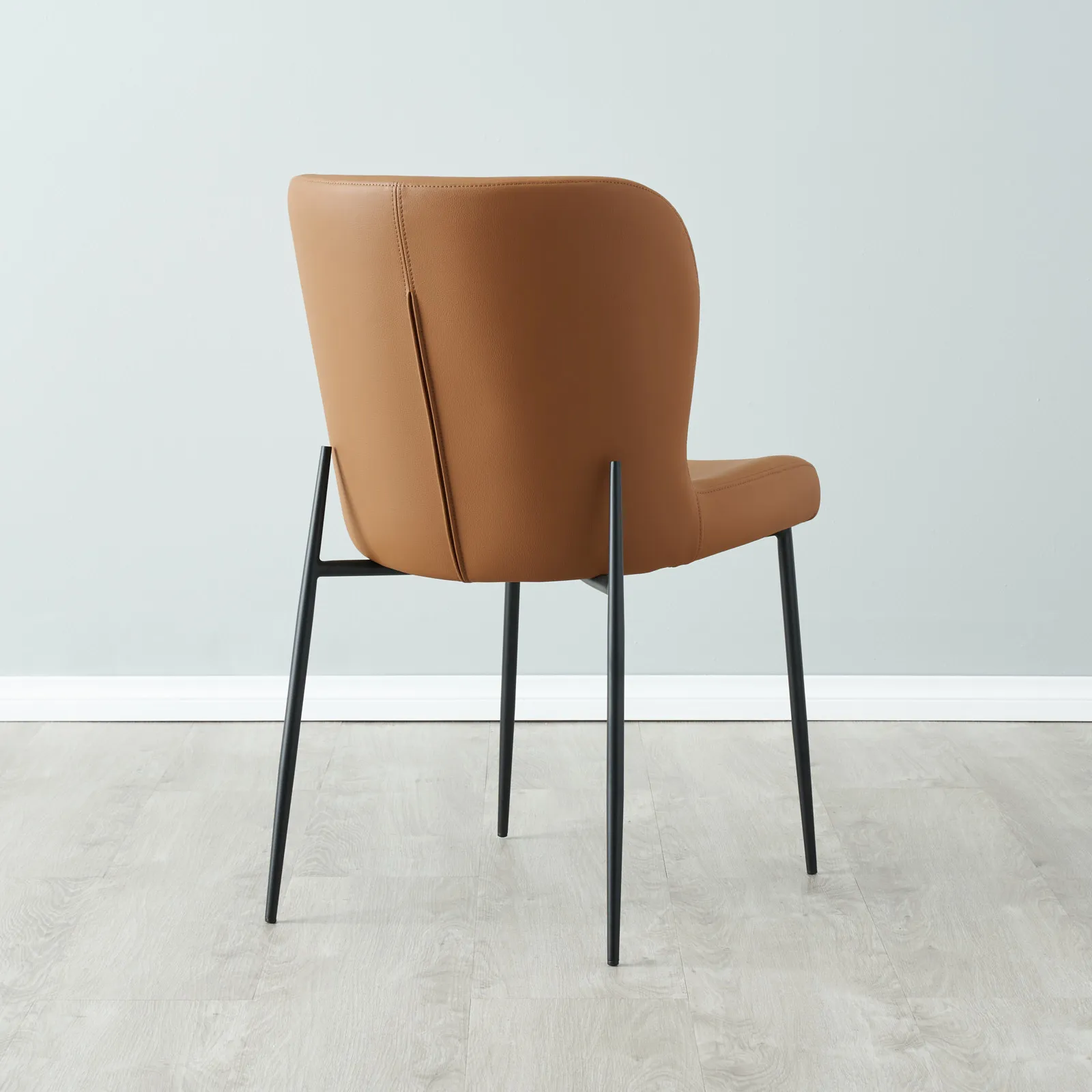 Hailey Walnut Vegan Leather Dining Chair - Black Legs