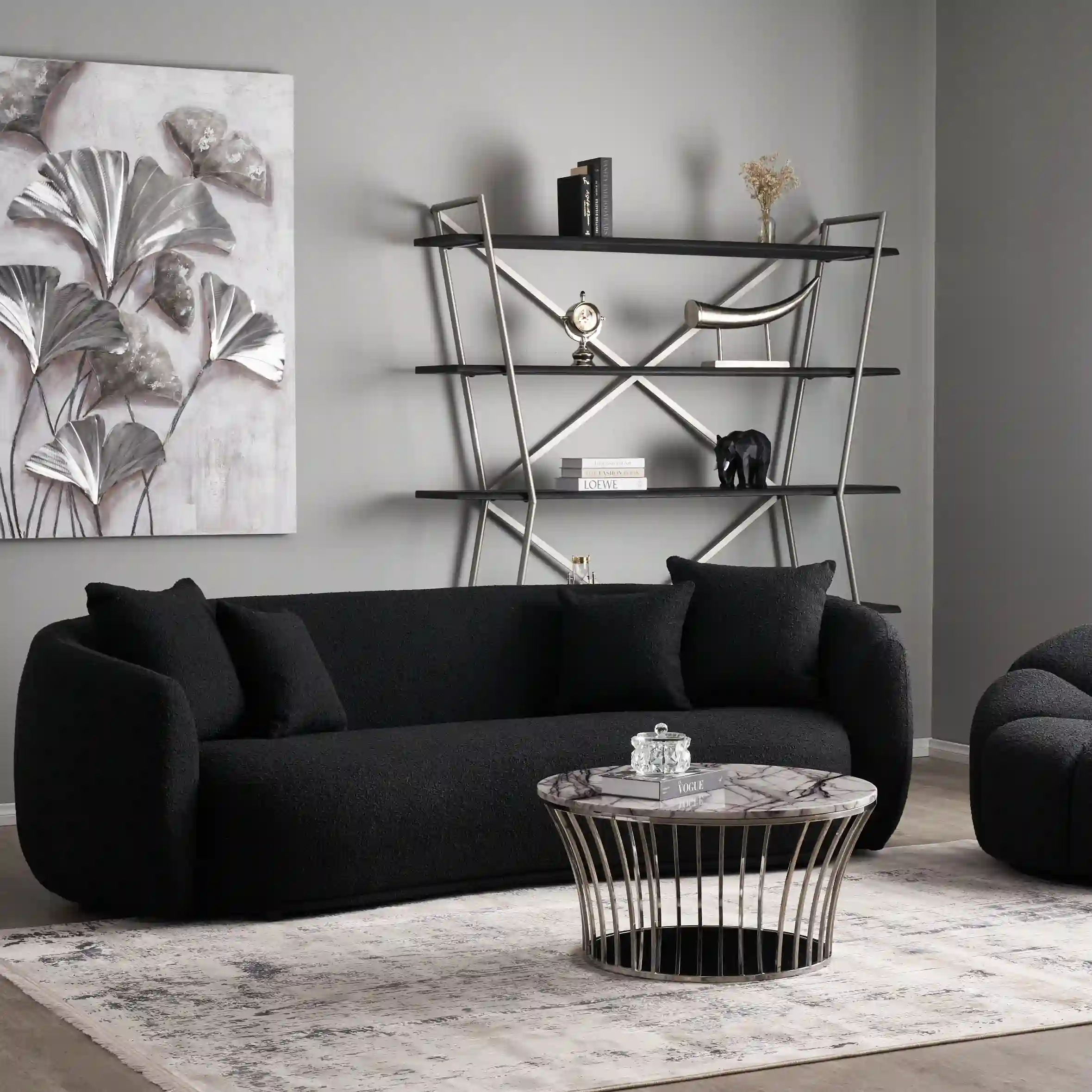 Everett Charcoal Velvet 2 Seater Sofa