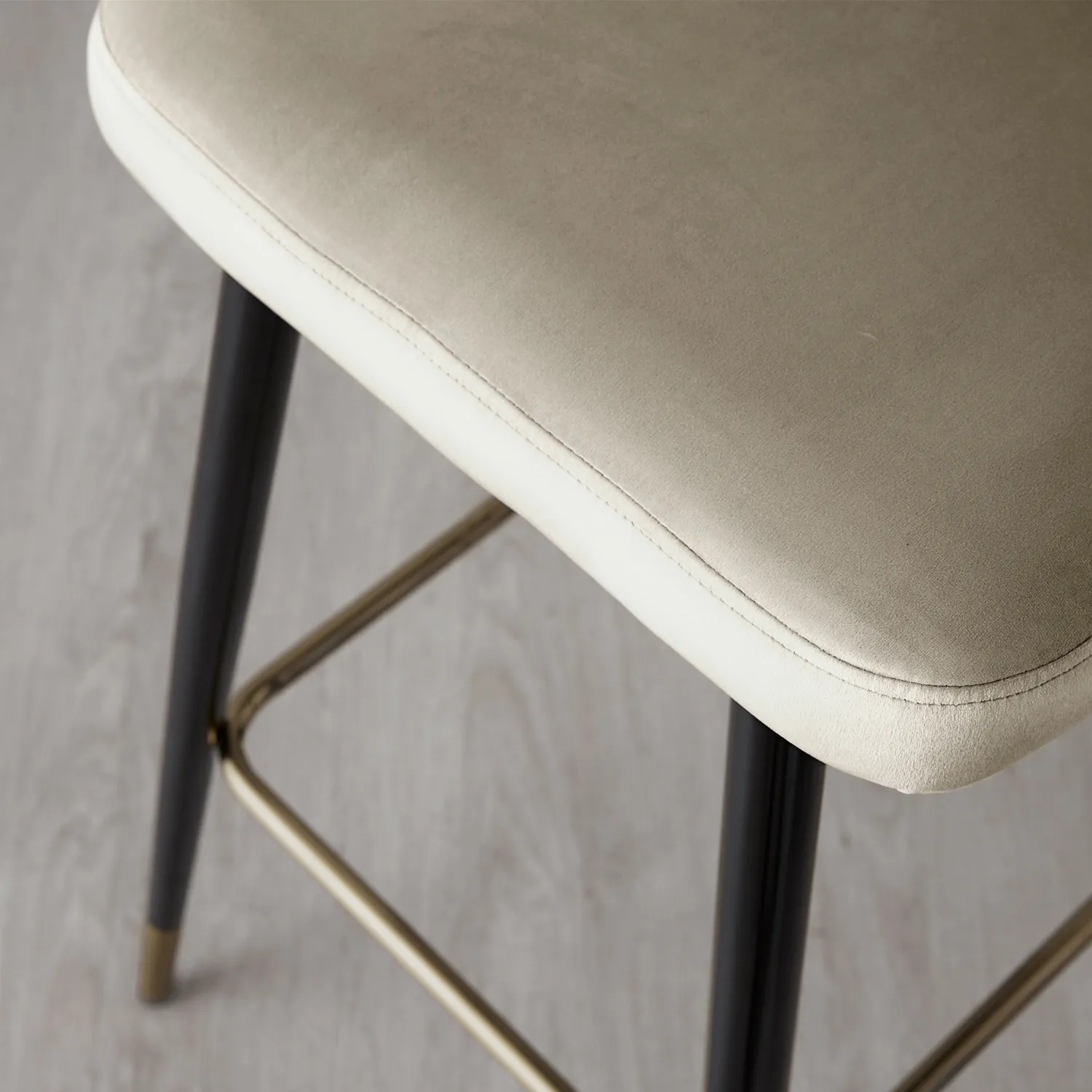 Winston III Beige Velvet Bar Stool - 74cm