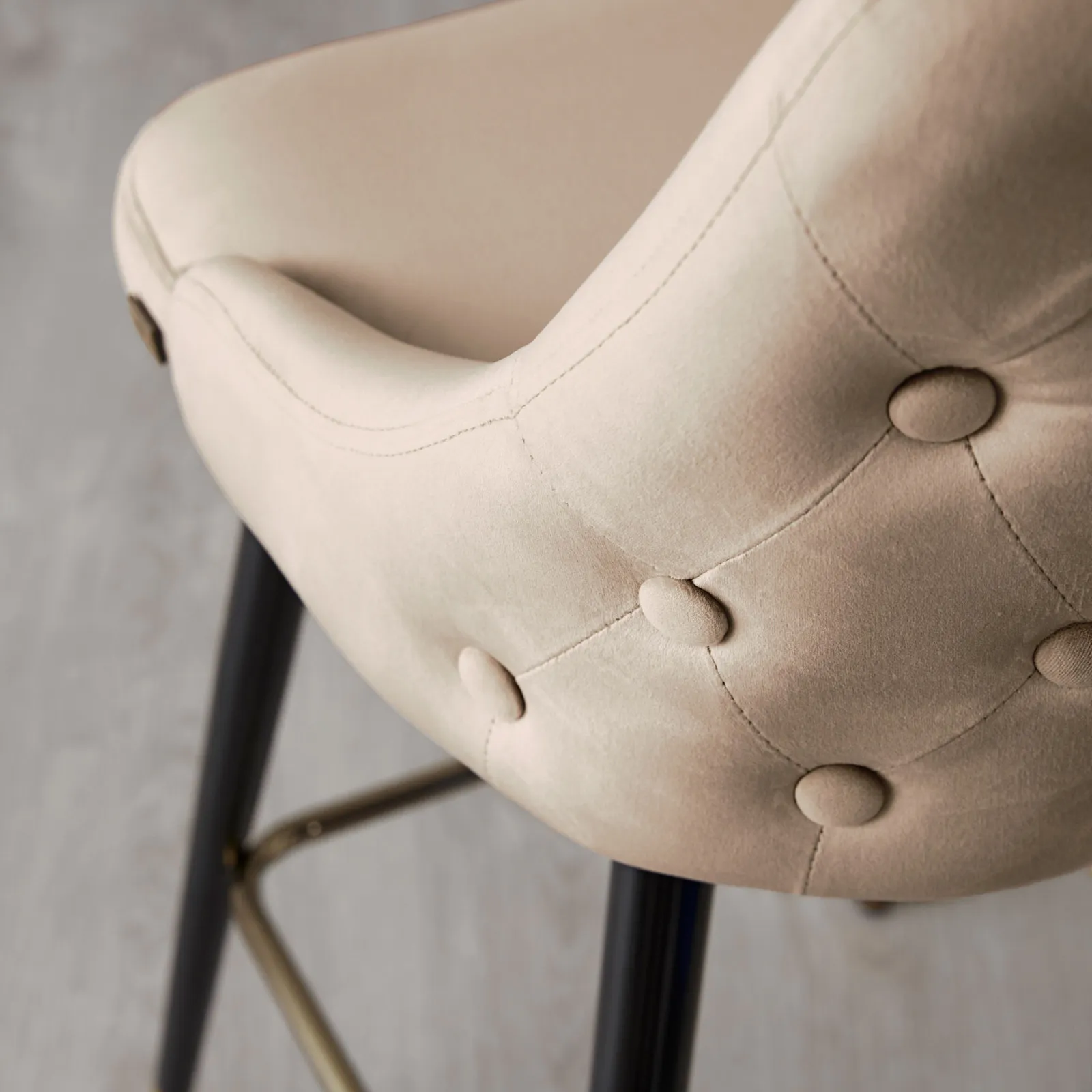 Winston III Beige Velvet Bar Stool - 74cm