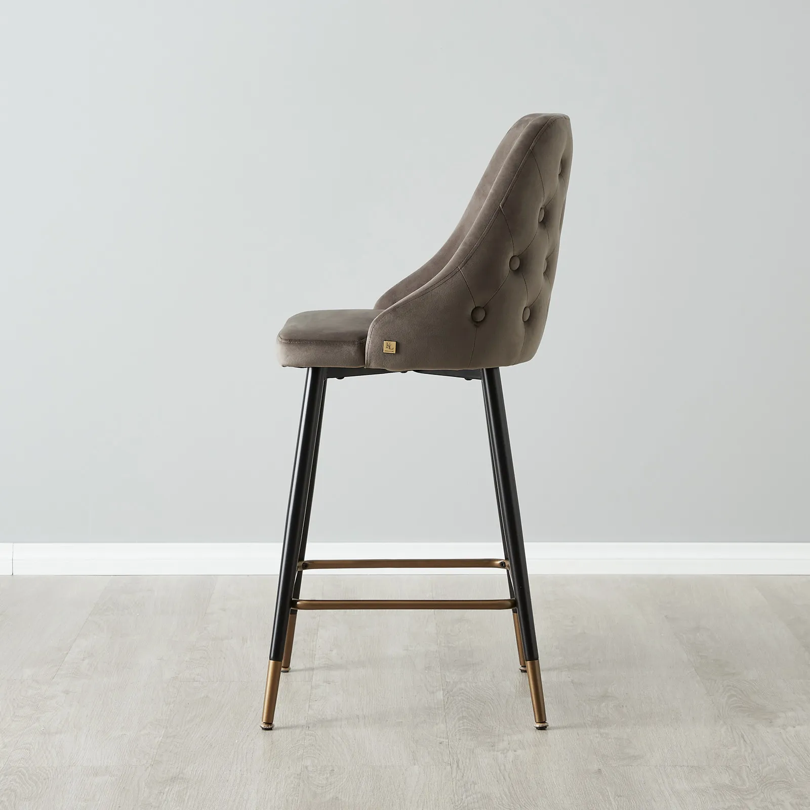 Winston III Mushroom Velvet 64cm Counter Stool