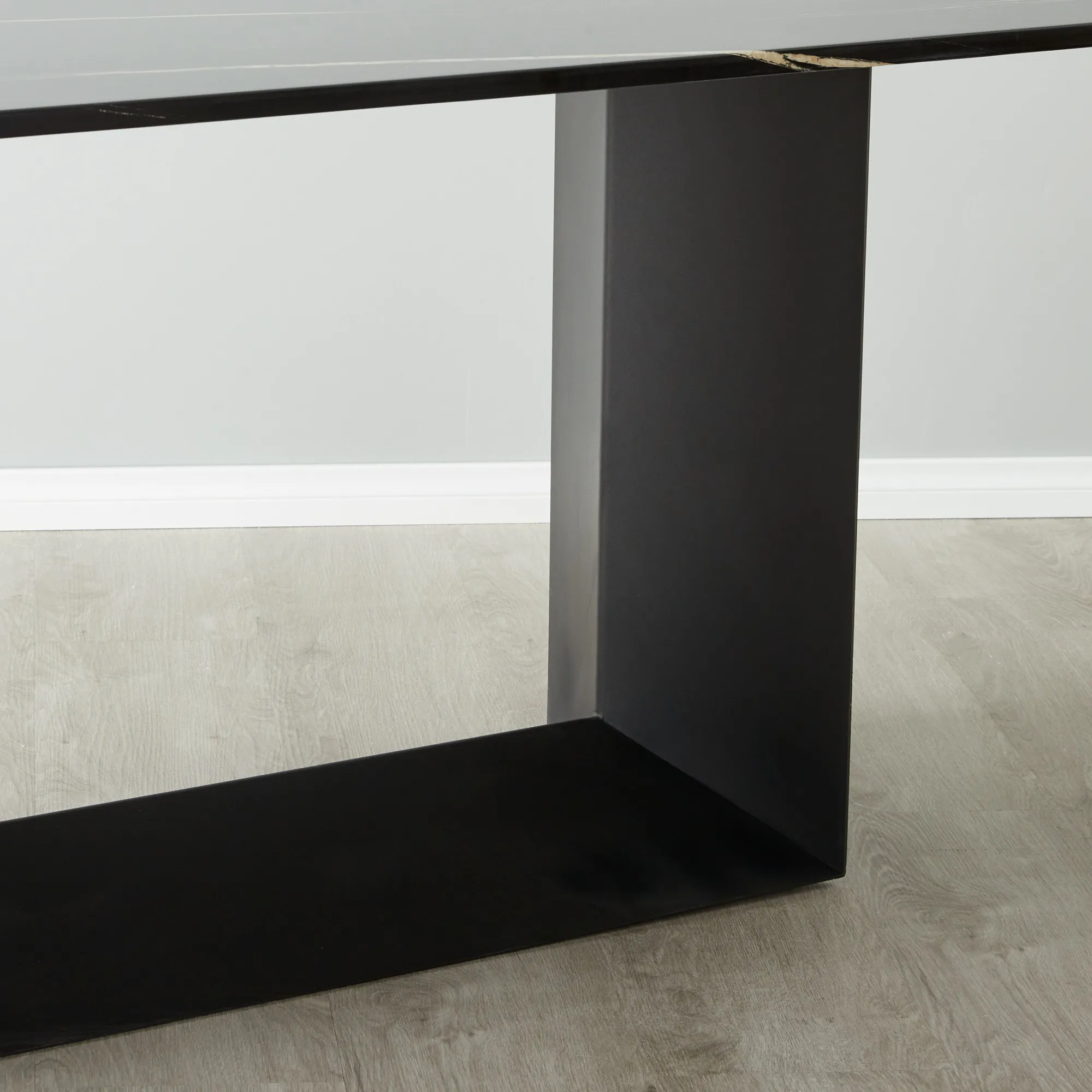 Isla Black Marble Dining Table - Black Metal Legs