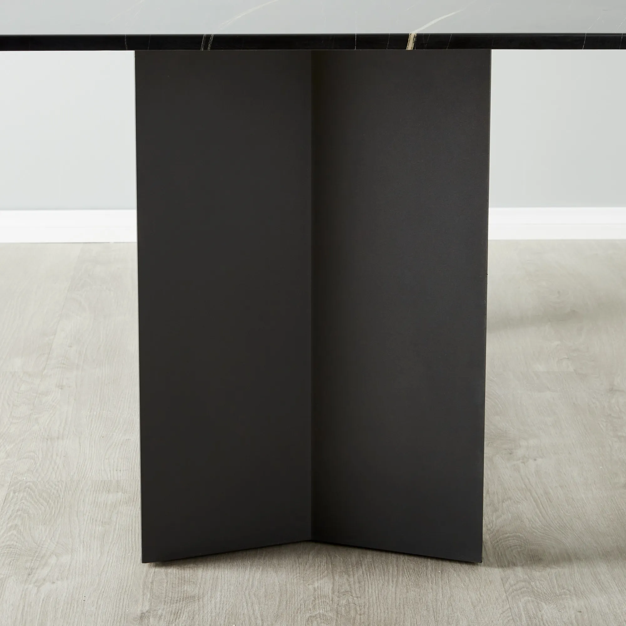 Isla Black Marble Dining Table - Black Metal Legs