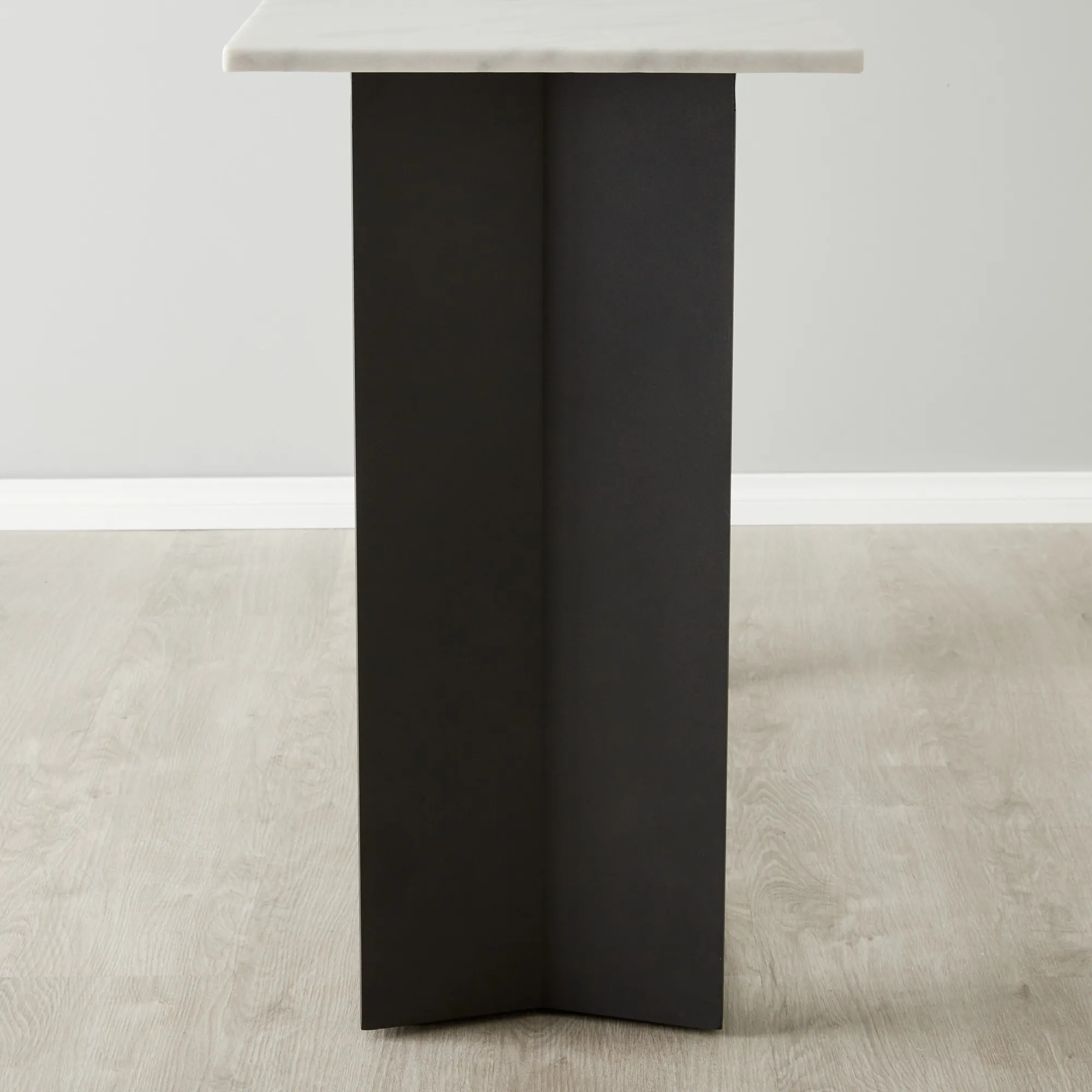 Isla Natural White Marble Console Table - Black Metal Legs