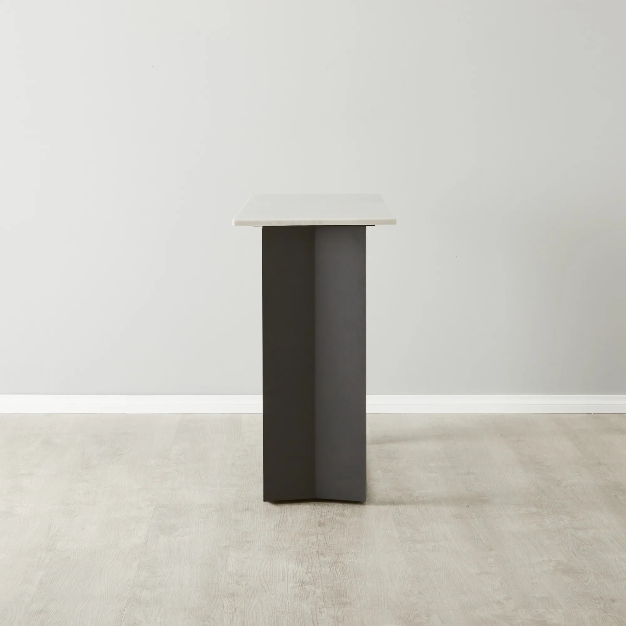Isla Natural White Marble Console Table - Black Metal Legs