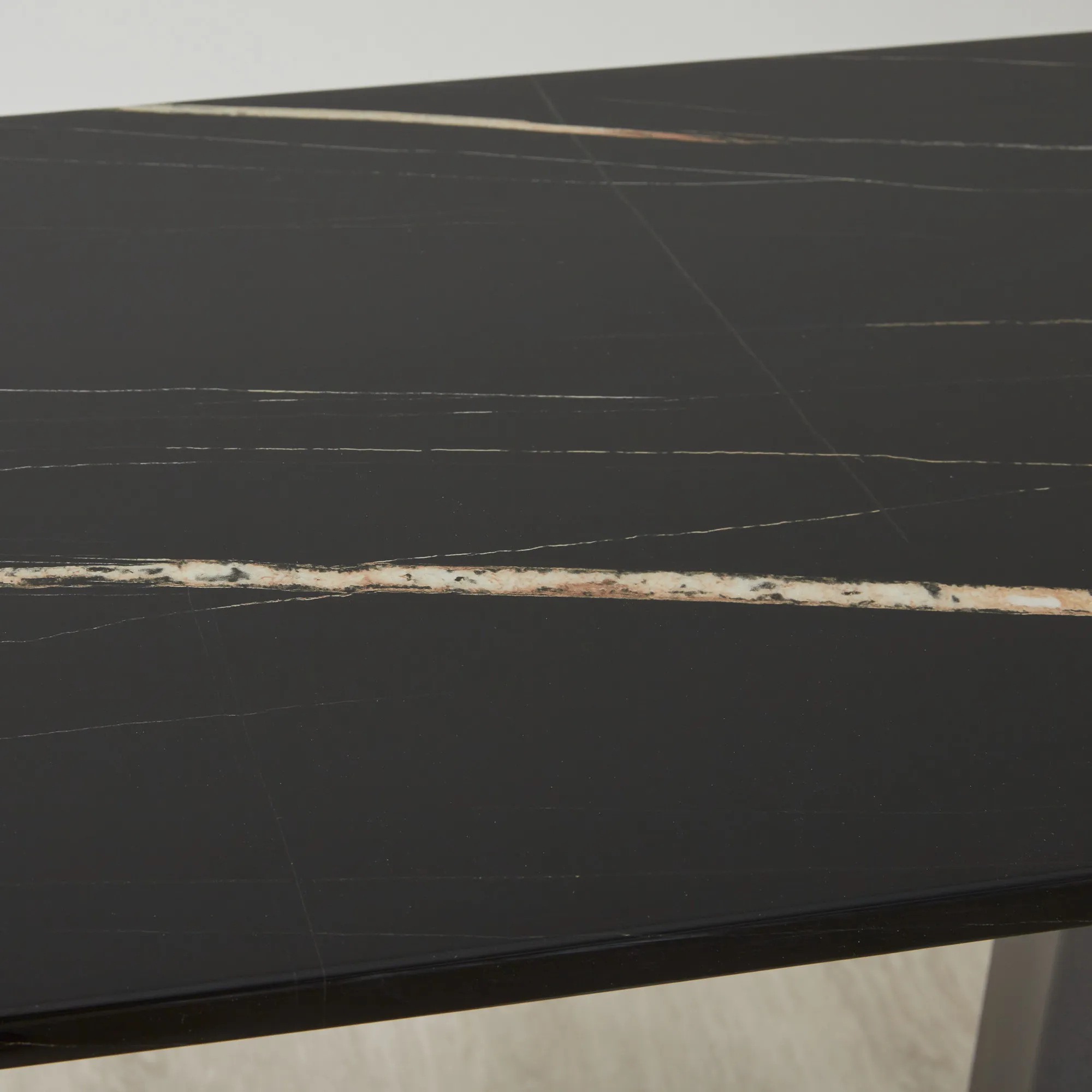 Isla Black Marble Console Table - Black Metal Legs