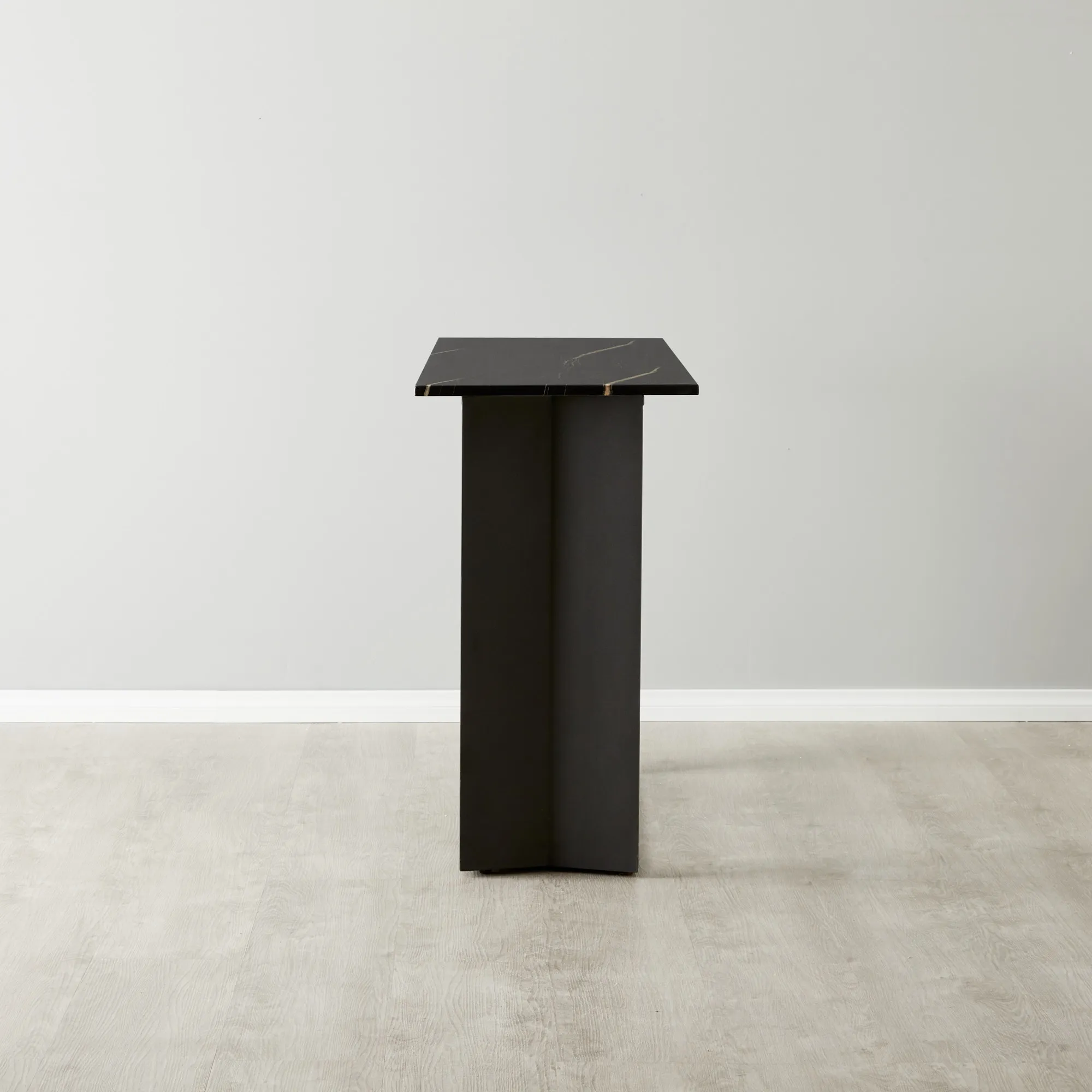 Isla Black Marble Console Table - Black Metal Legs