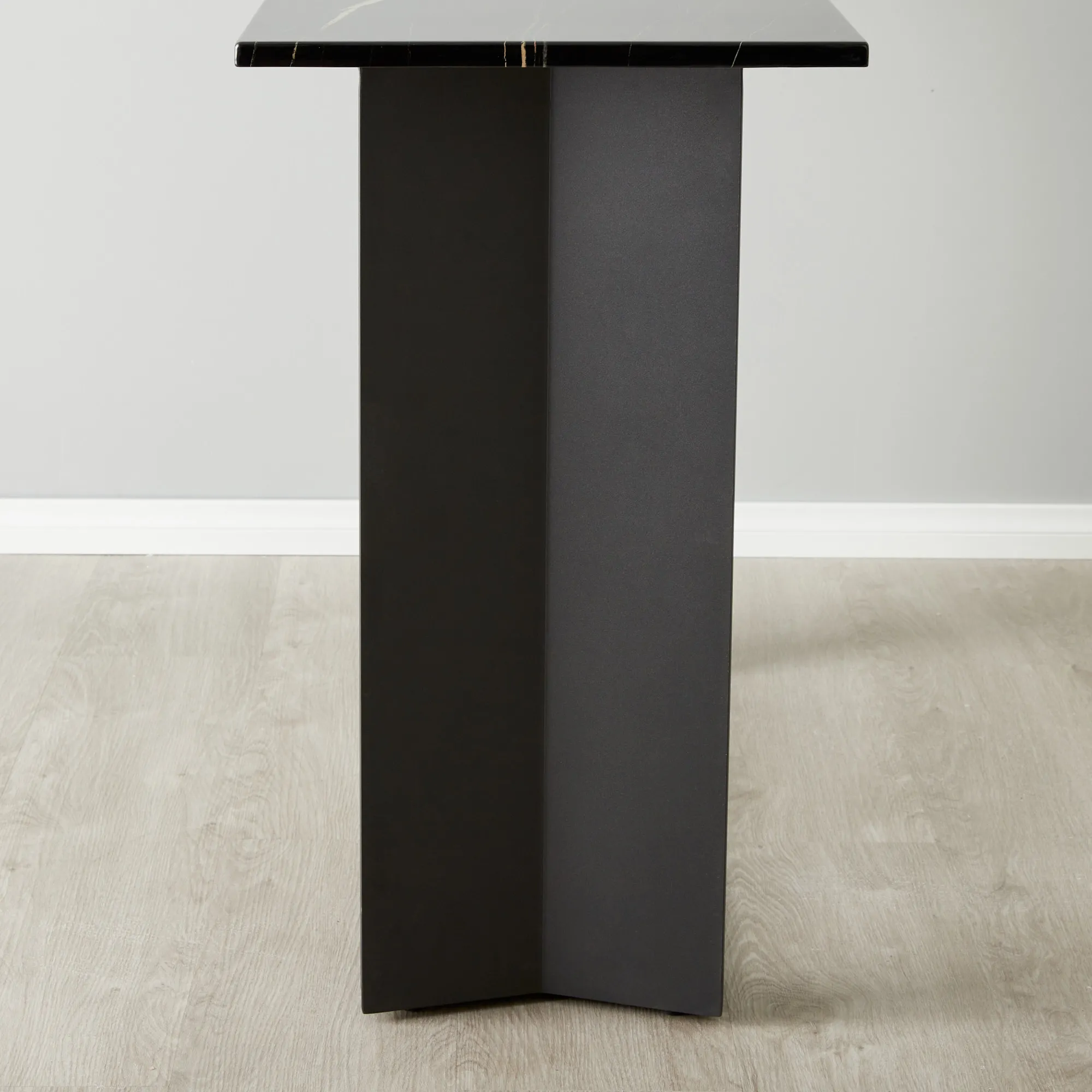Isla Black Marble Console Table - Black Metal Legs