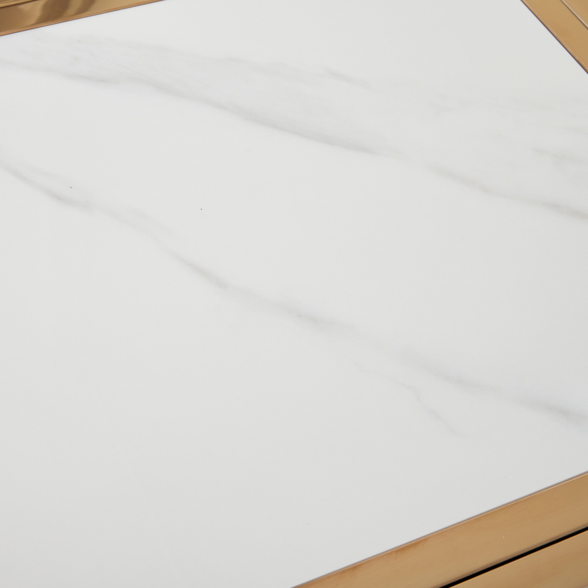 Titus White Sintered Stone Sideboard - Gold Stainless Steel Legs