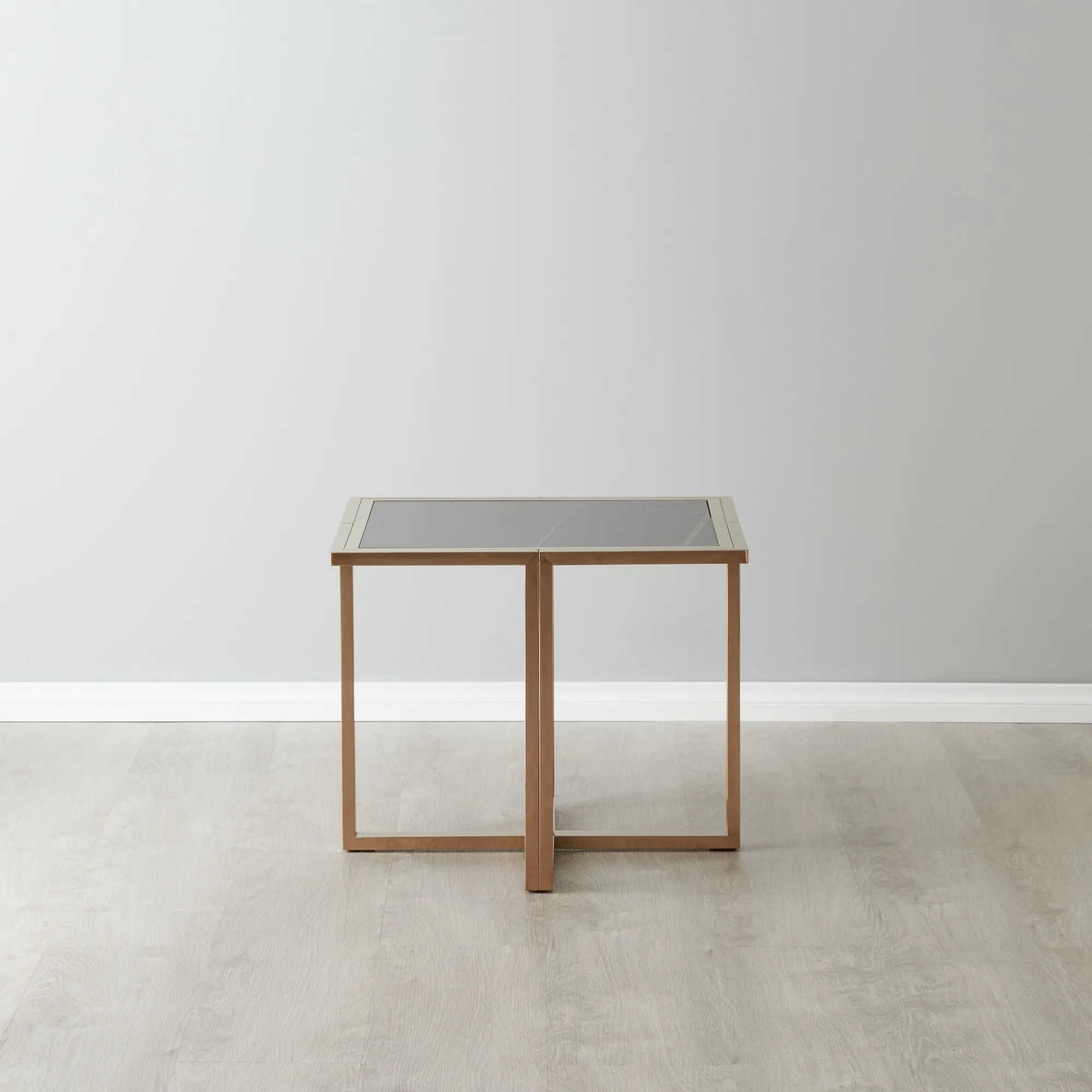 Titus Black Sintered Stone Side Table - Gold Stainless Steel Legs