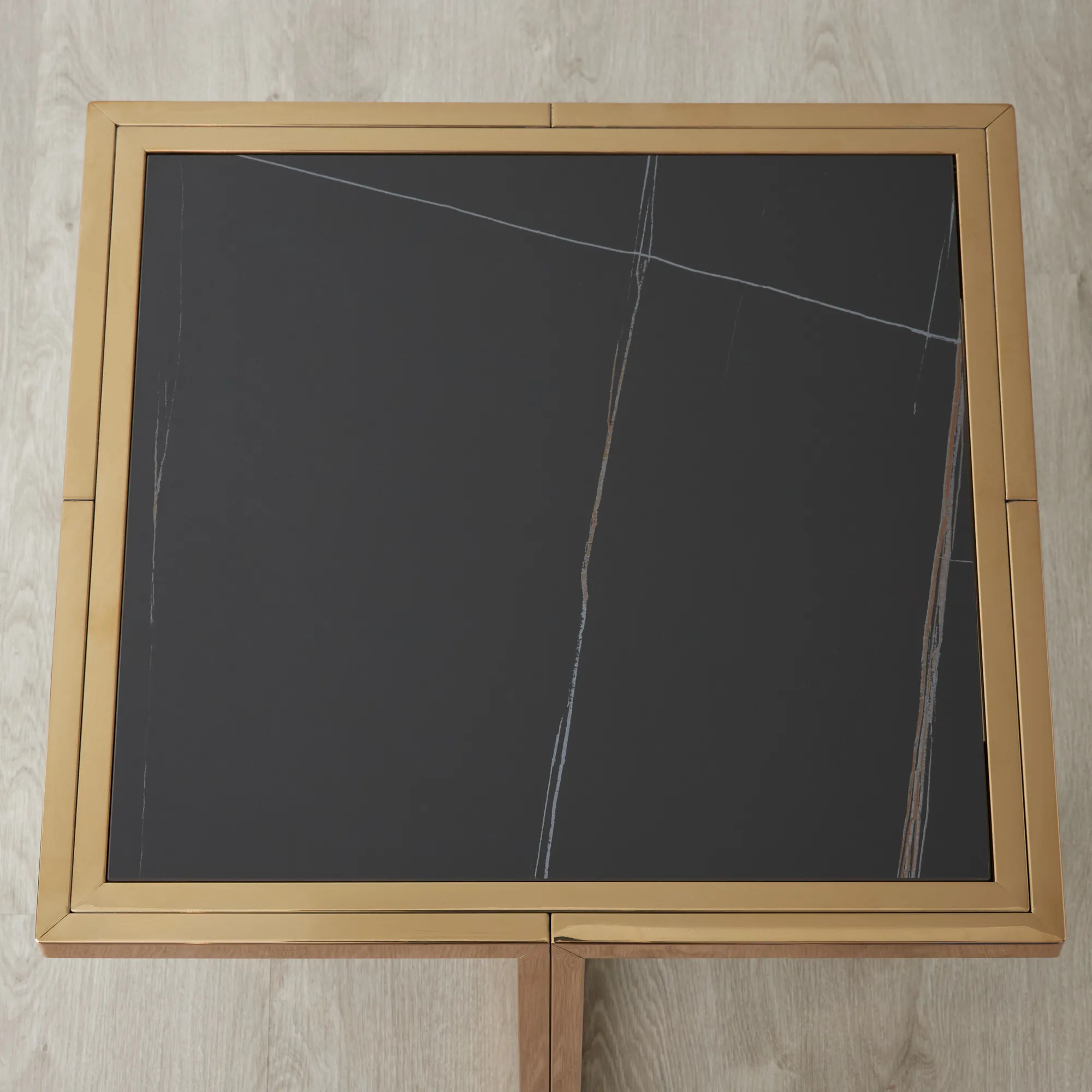 Titus Black Sintered Stone Side Table - Gold Stainless Steel Legs