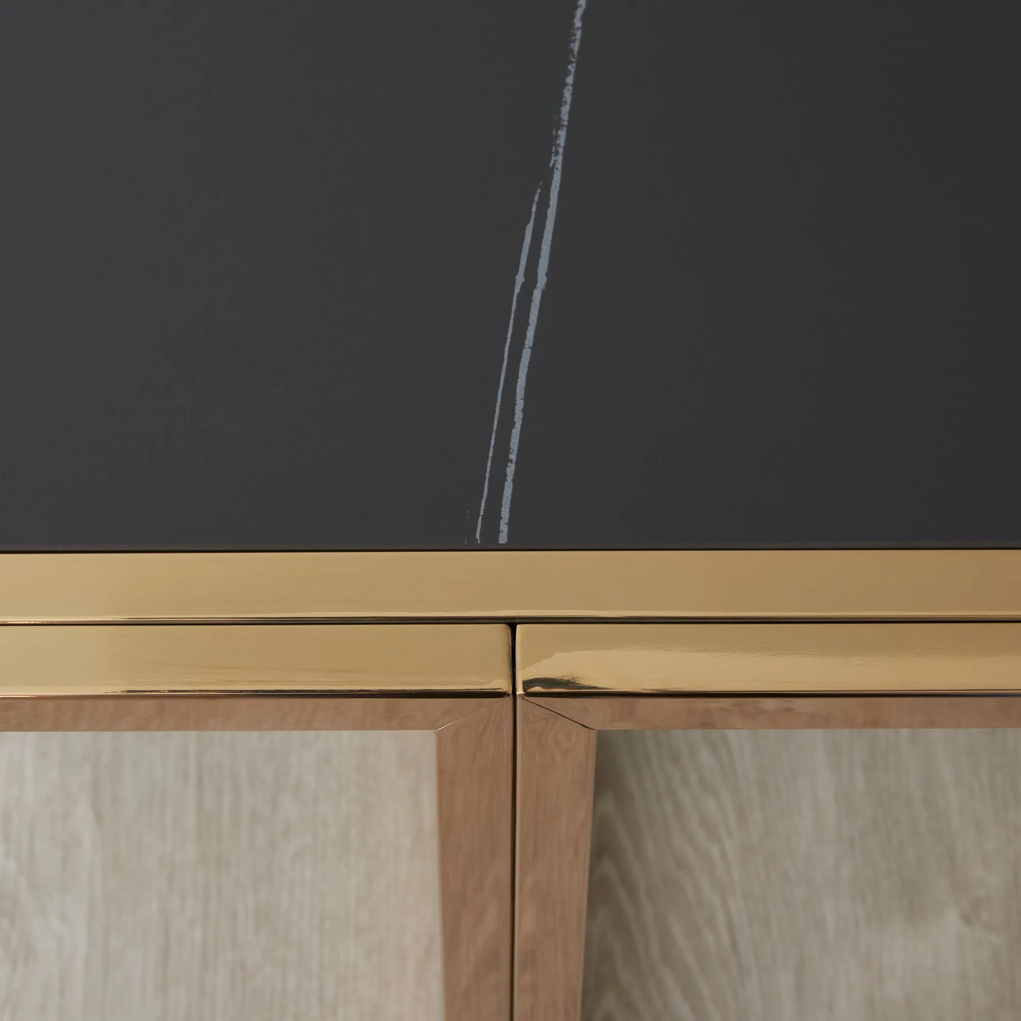 Titus Black Sintered Stone Side Table - Gold Stainless Steel Legs