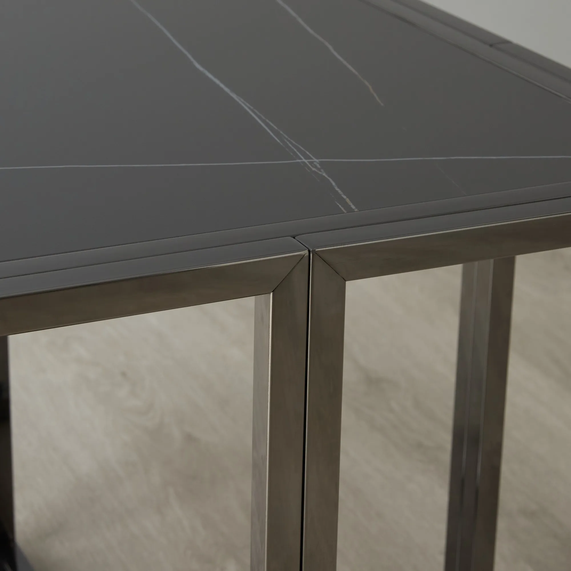 Titus Black Sintered Stone Side Table - Black Legs