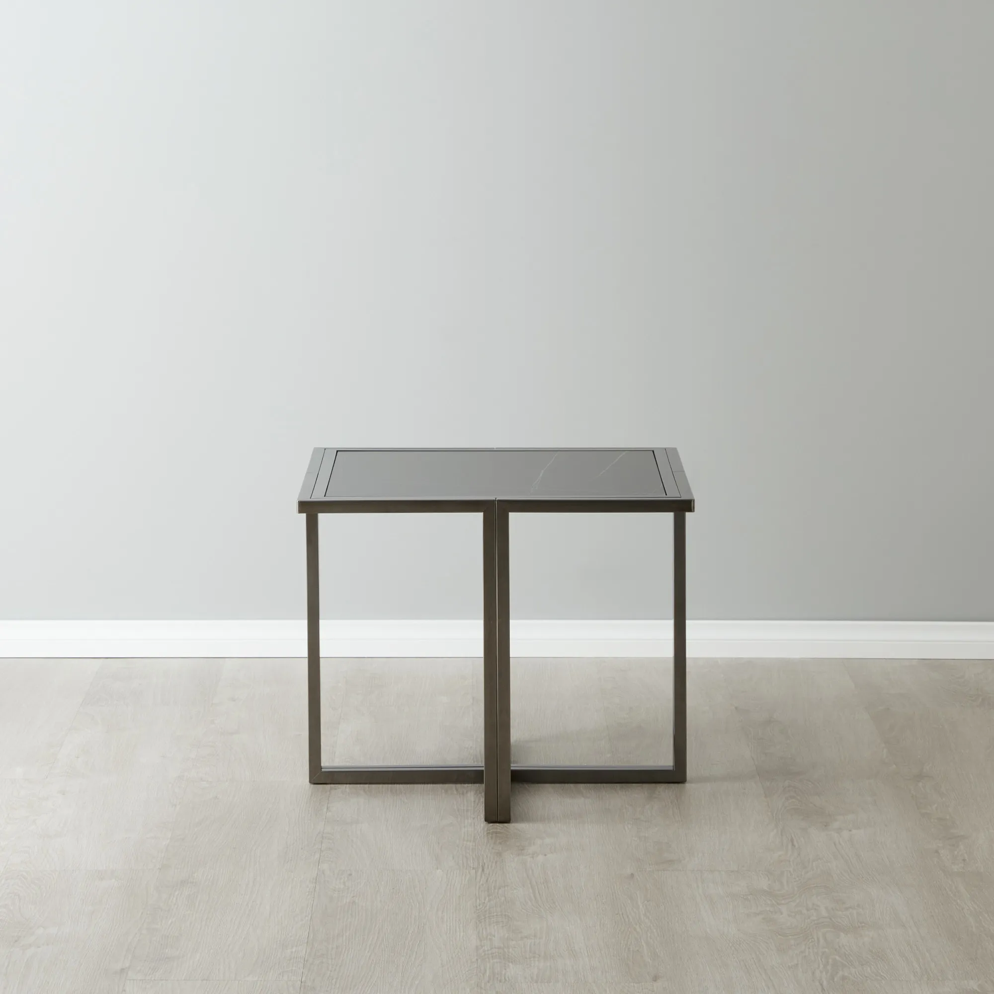 Titus Black Sintered Stone Side Table - Black Legs