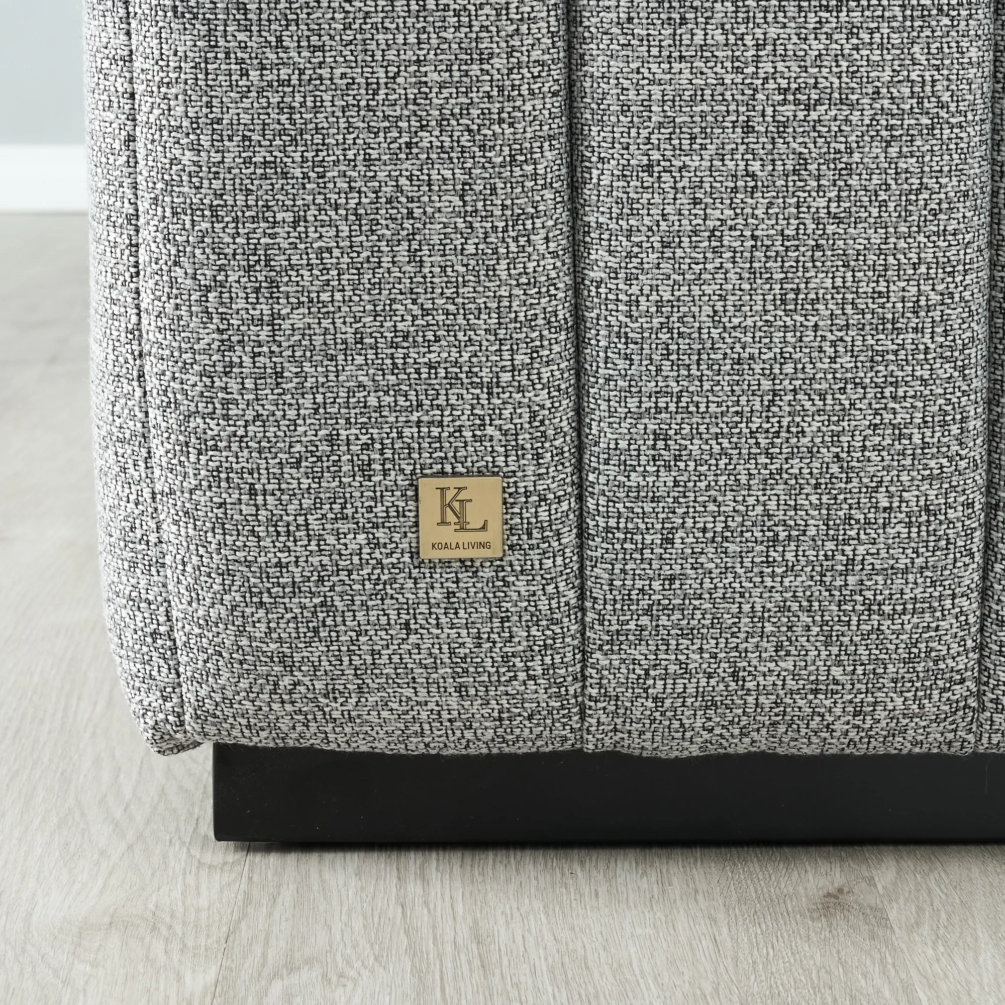 Storme Mid Grey Woven Fabric 2-Seater Sofa - Black legs