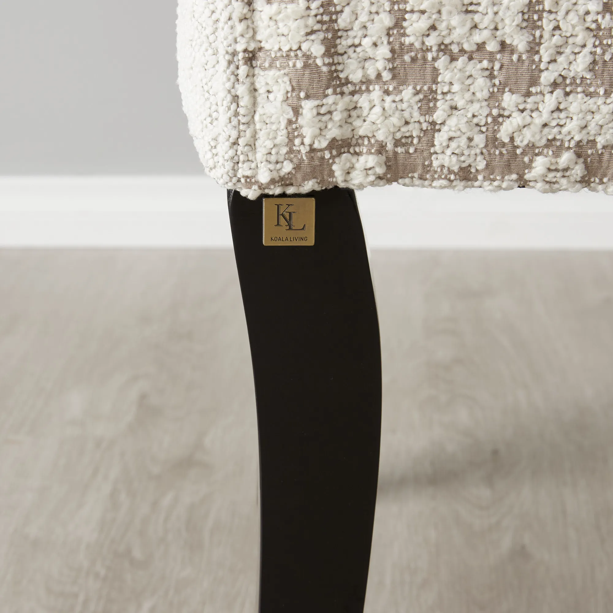 Errol Light Grey and Vanilla Boucle Patterned Dining Chair | Koala Living