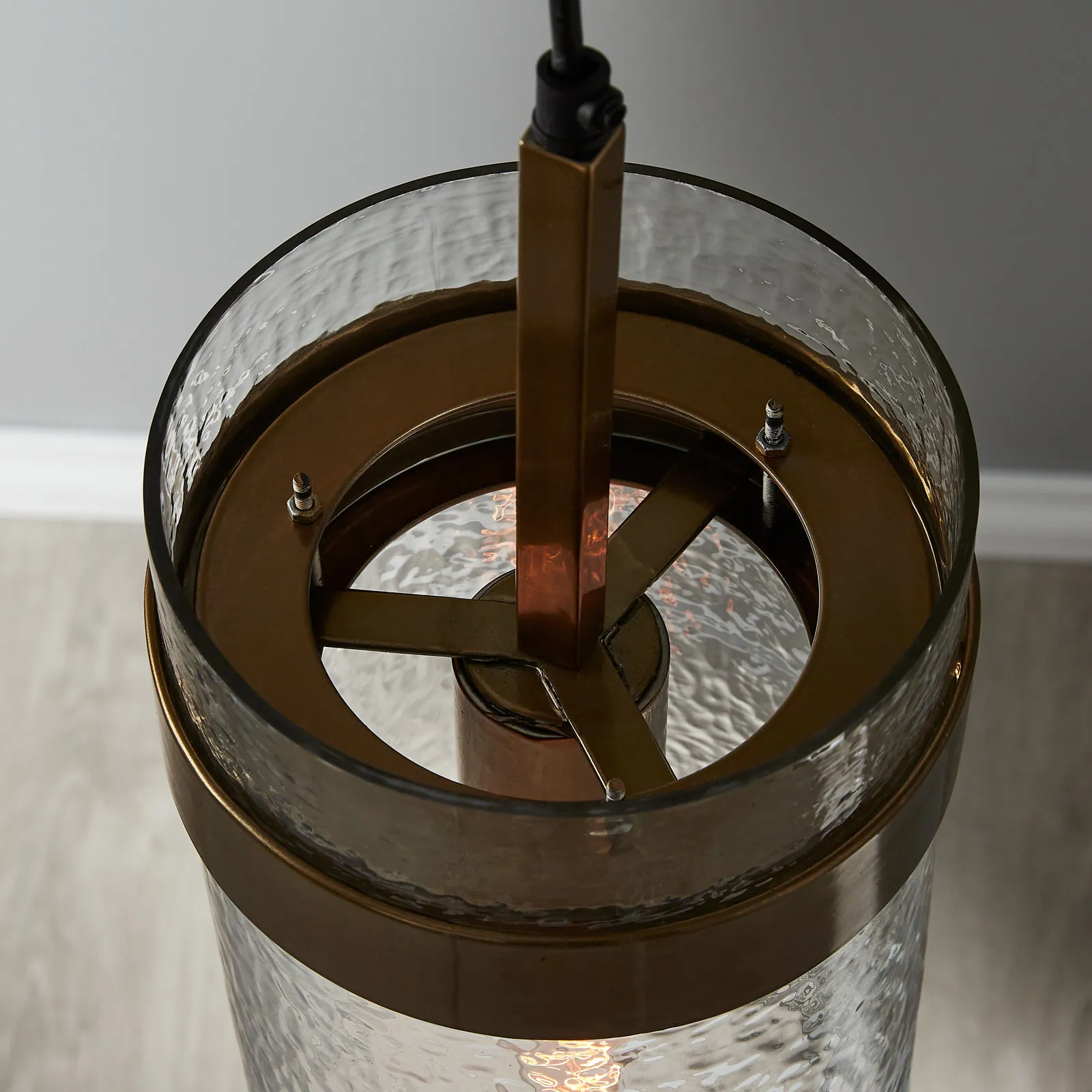 Kristoff Clear Glass Satin Brass Atrium Pendant | Koala Living