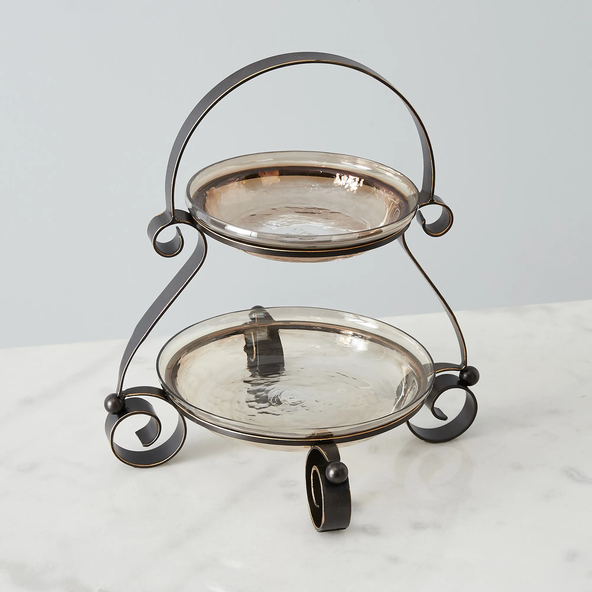 Abigail Gilded Dark Bronze 2-Tier Cake Stand