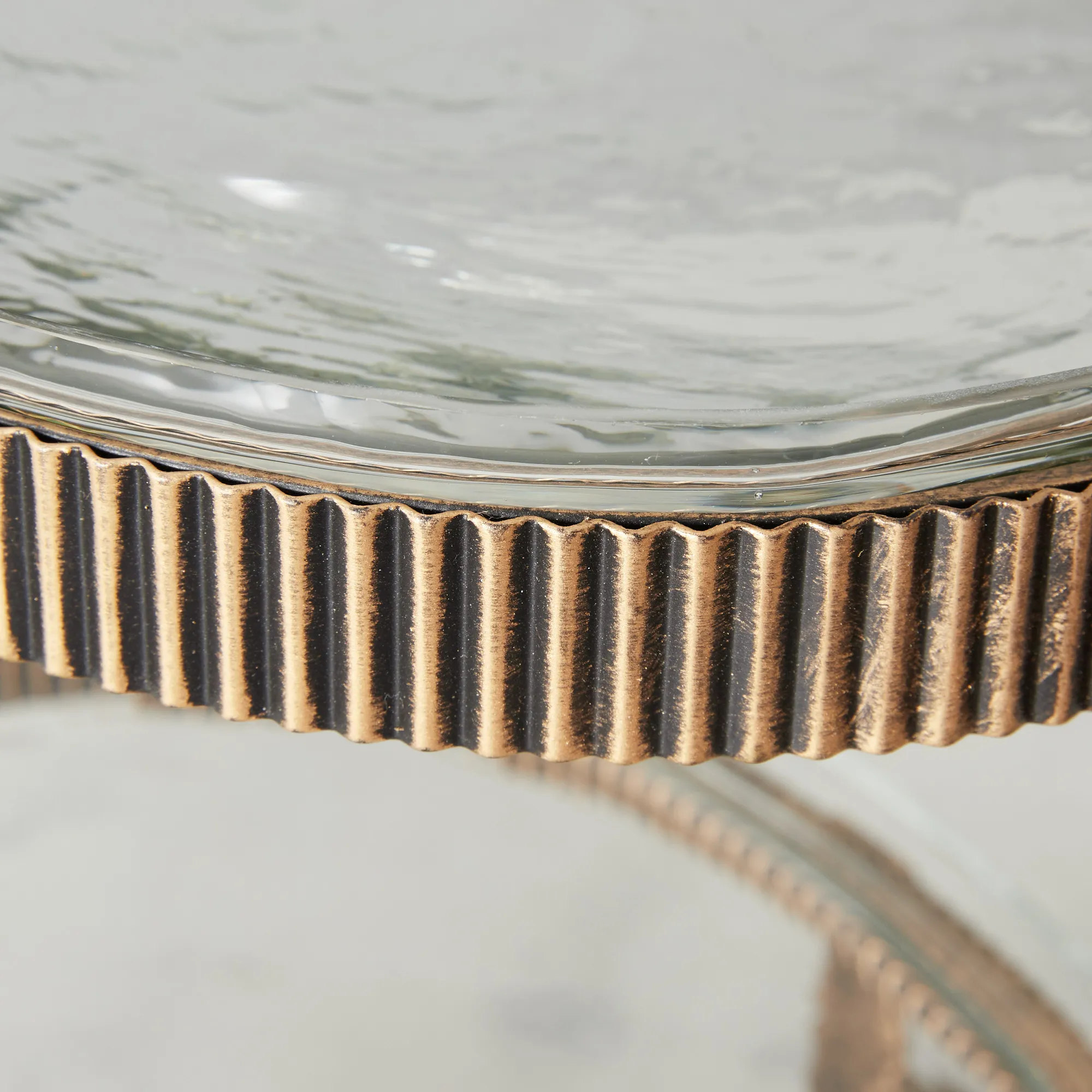 Everleigh Antique Gold Metal Corrugated 2-Tier Cake Stand | Koala Living