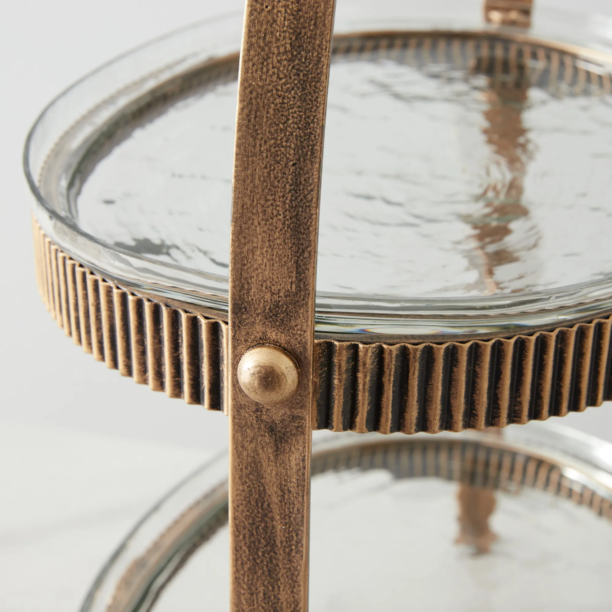 Everleigh Antique Gold Metal Corrugated 2-Tier Cake Stand | Koala Living