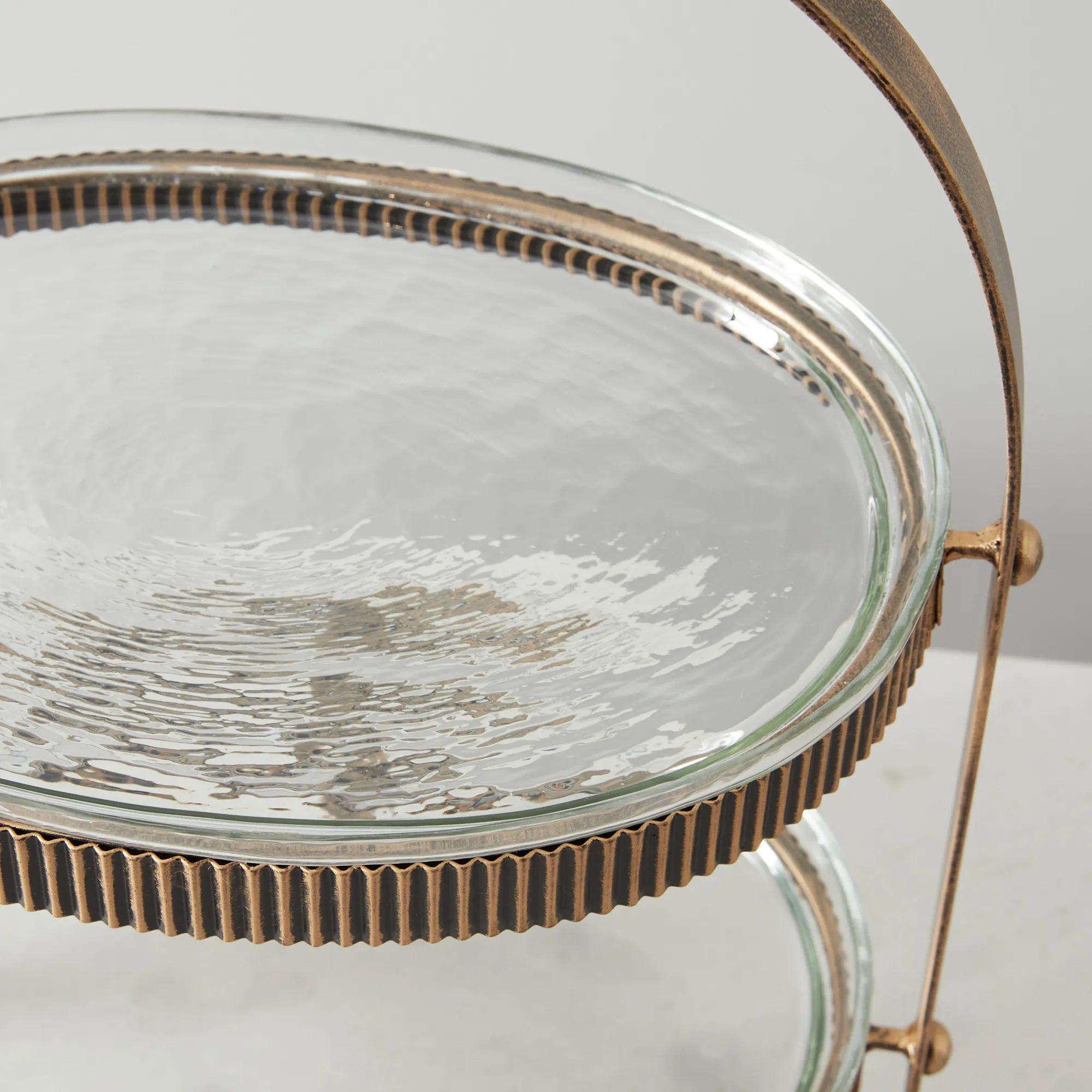 Everleigh Antique Gold Metal Corrugated 2-Tier Cake Stand | Koala Living