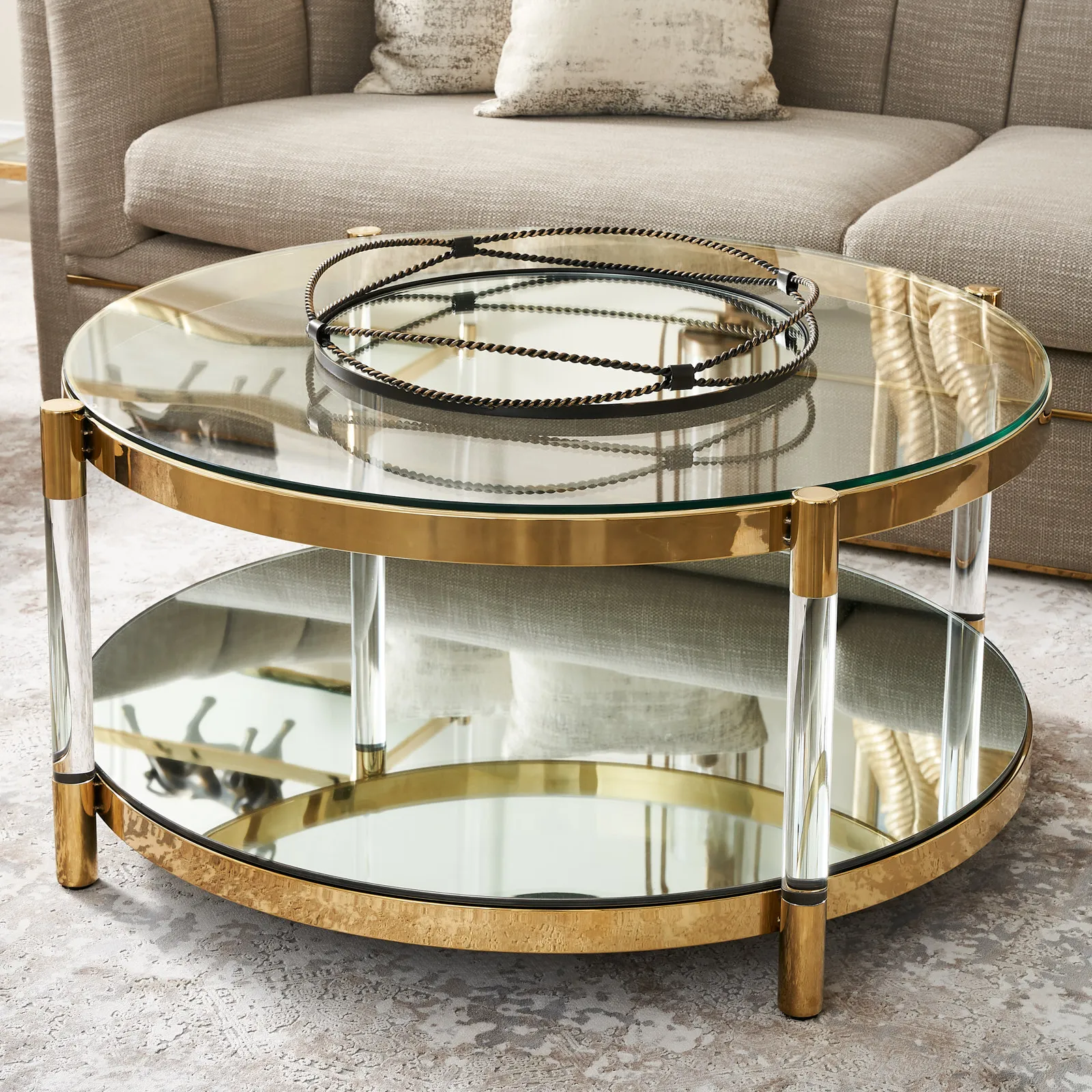 Natalia Gilded Dark Bronze Rope Tray