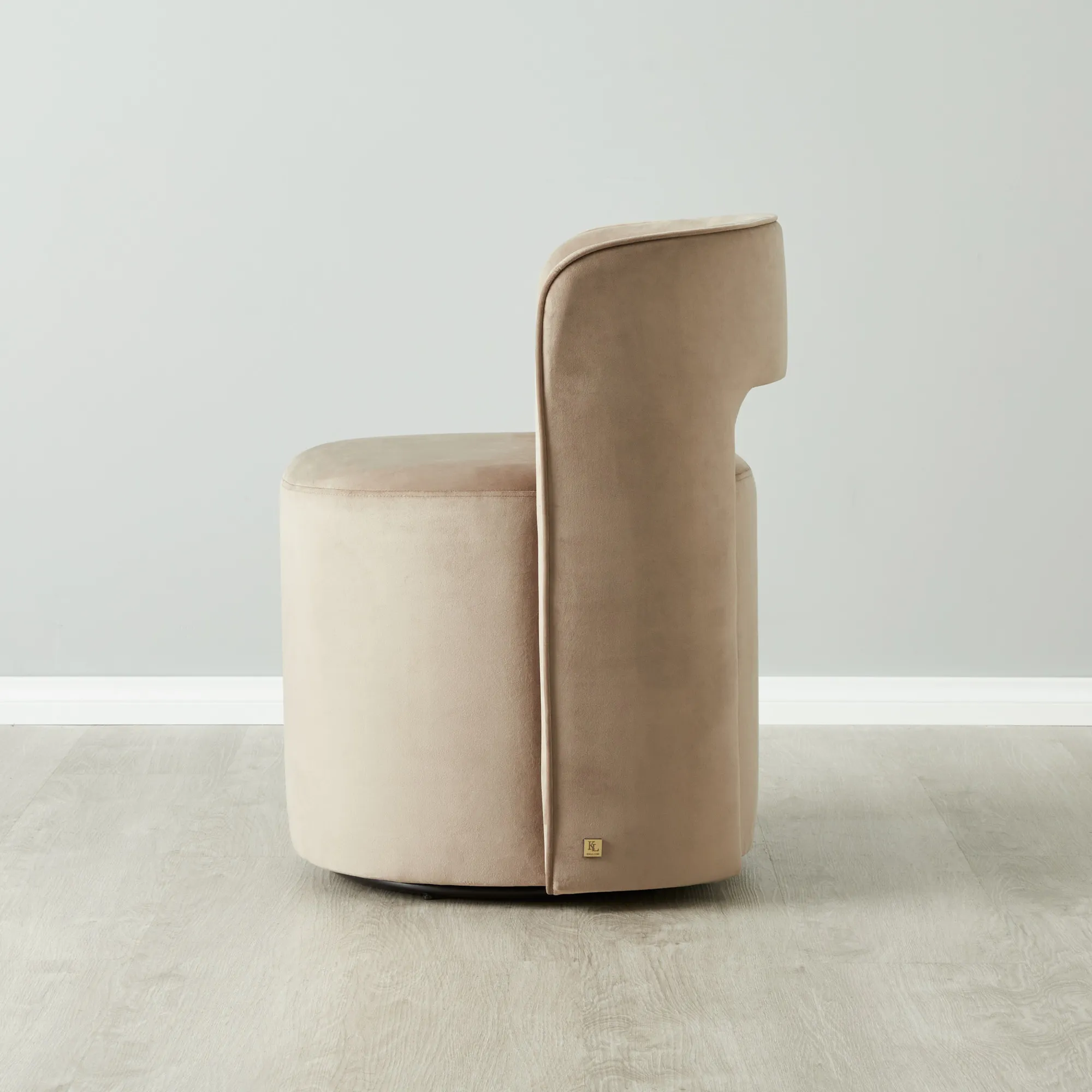Sutton Beige Velvet Swivel Dining Chair