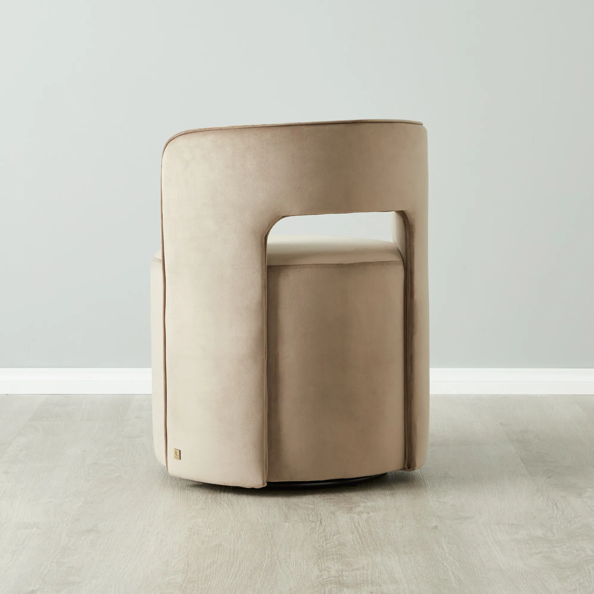 Sutton Beige Velvet Swivel Dining Chair
