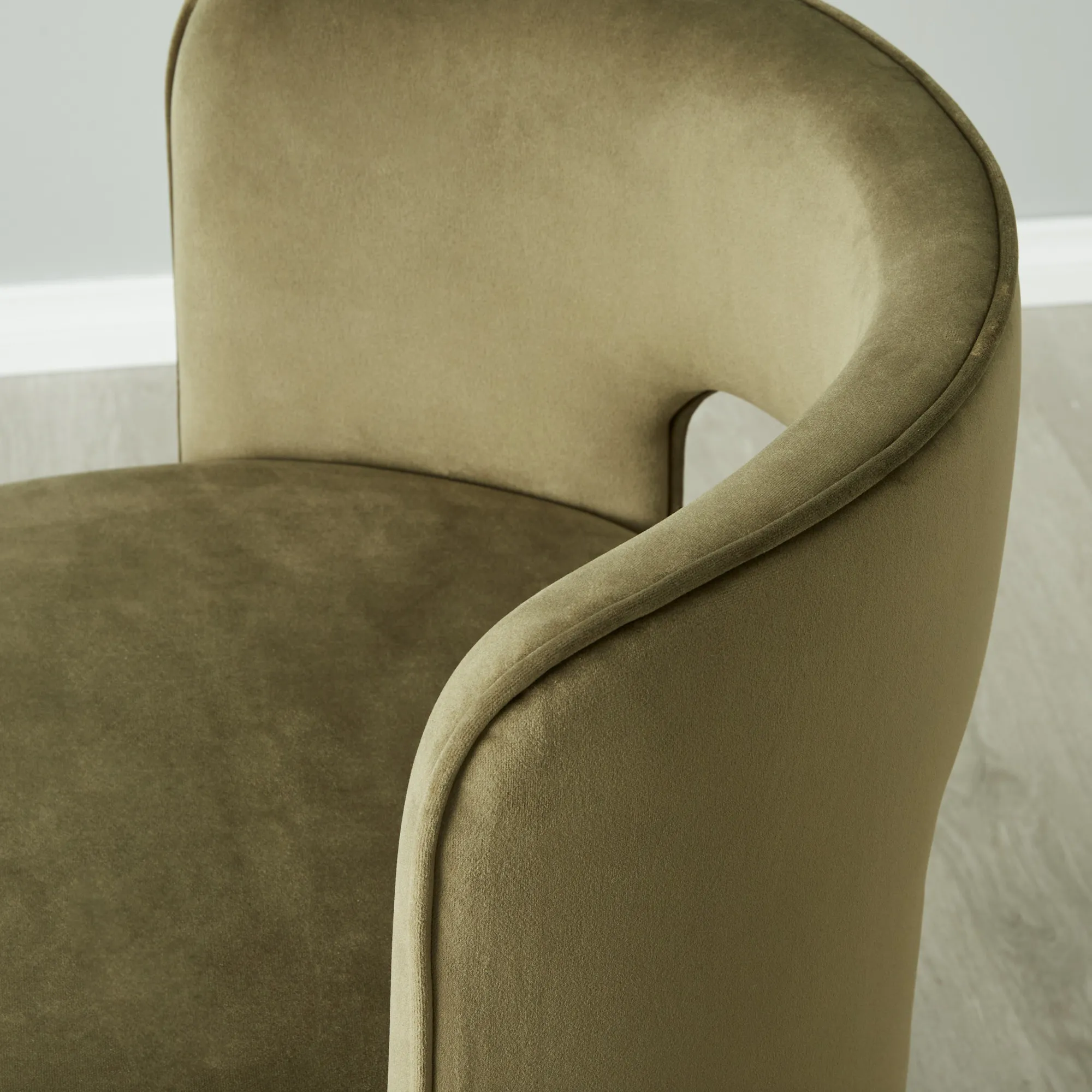 Sutton Olive Green Velvet Swivel Dining Chair