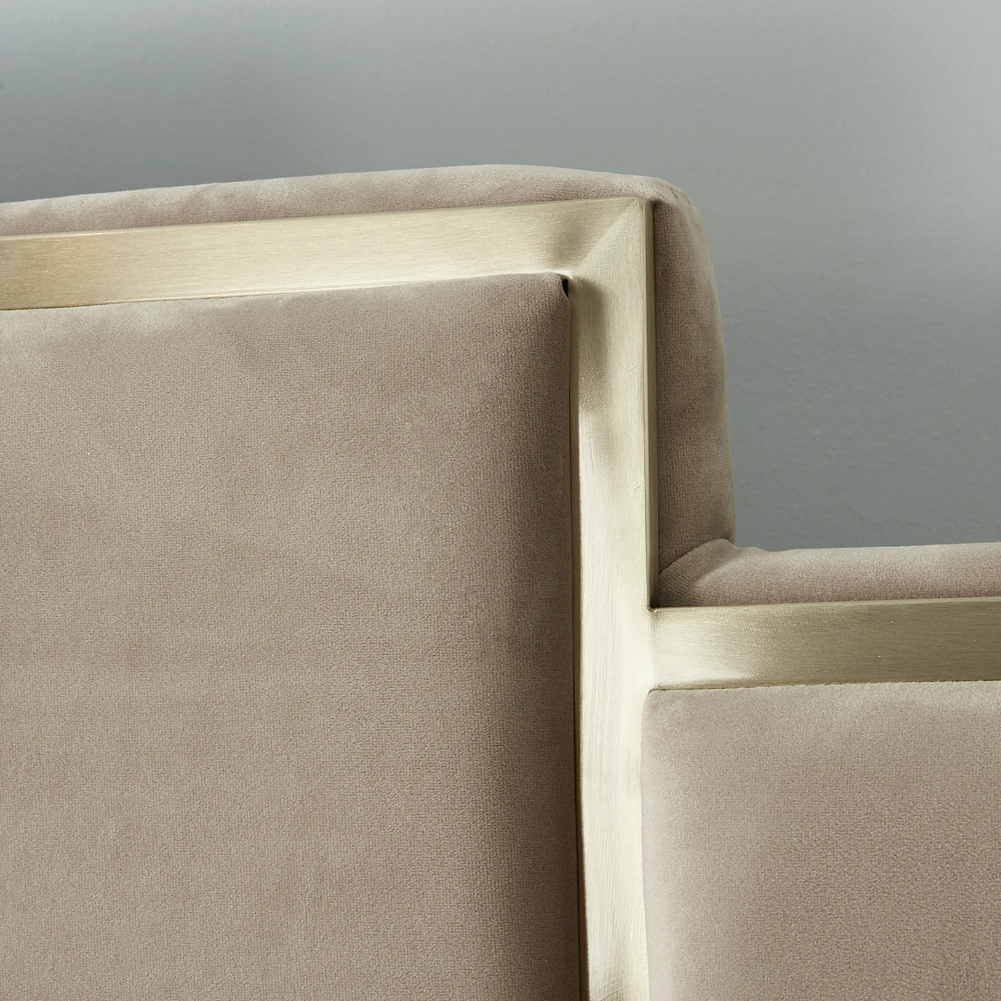 Jacques Beige Velvet King Bed-Brushed Champagne Gold Frame