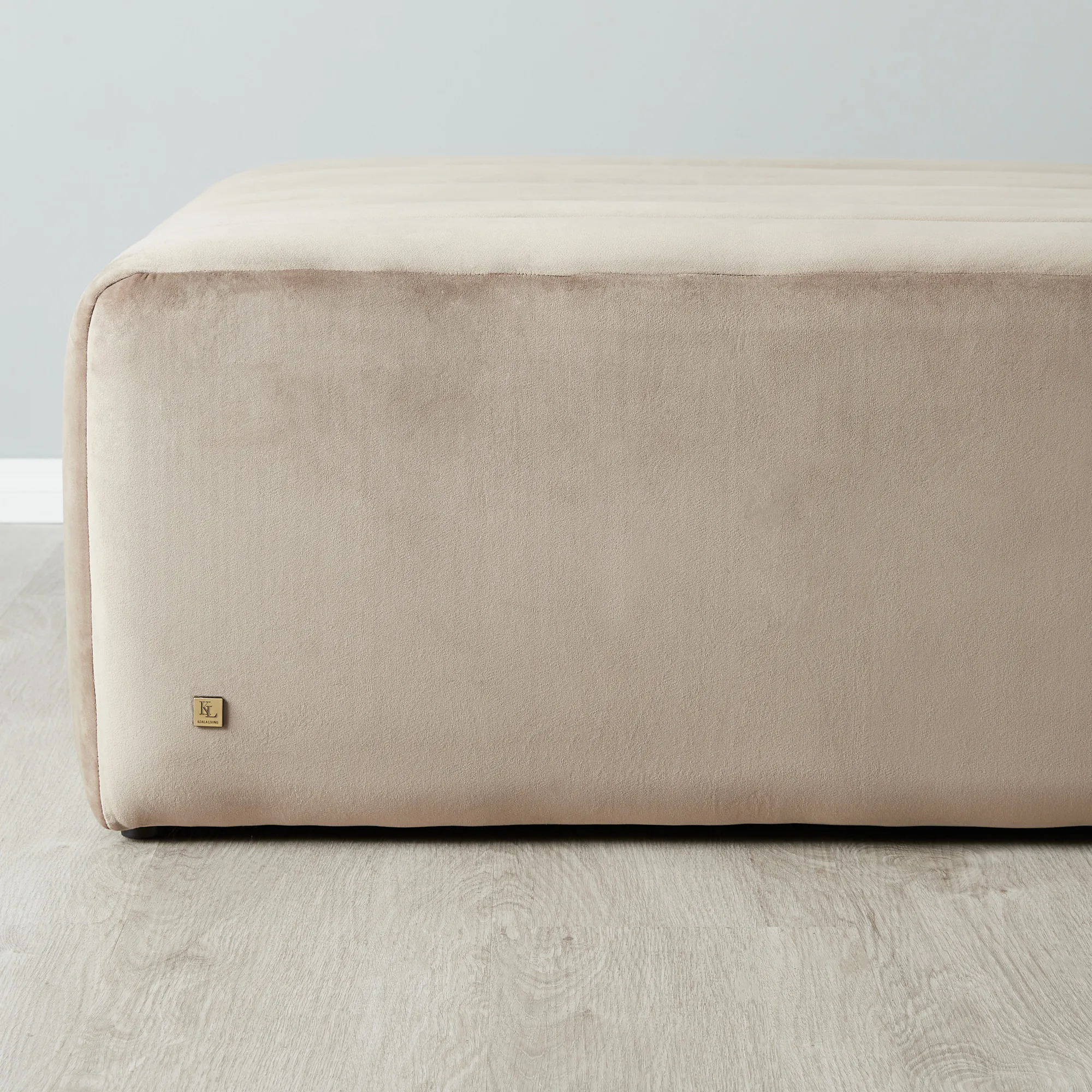 Astoria Beige Velvet Square Ottoman