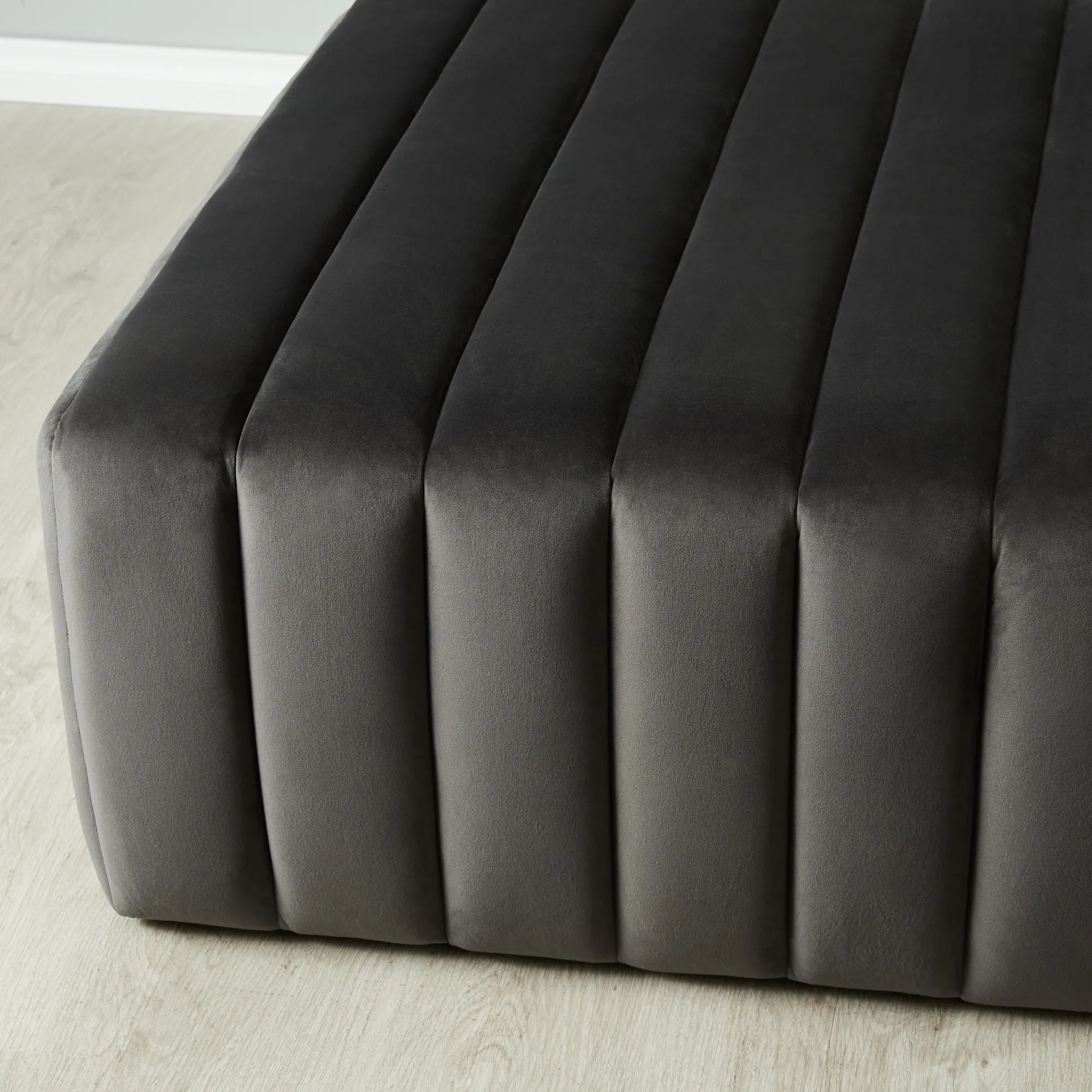 Astoria Charcoal Velvet Square Ottoman