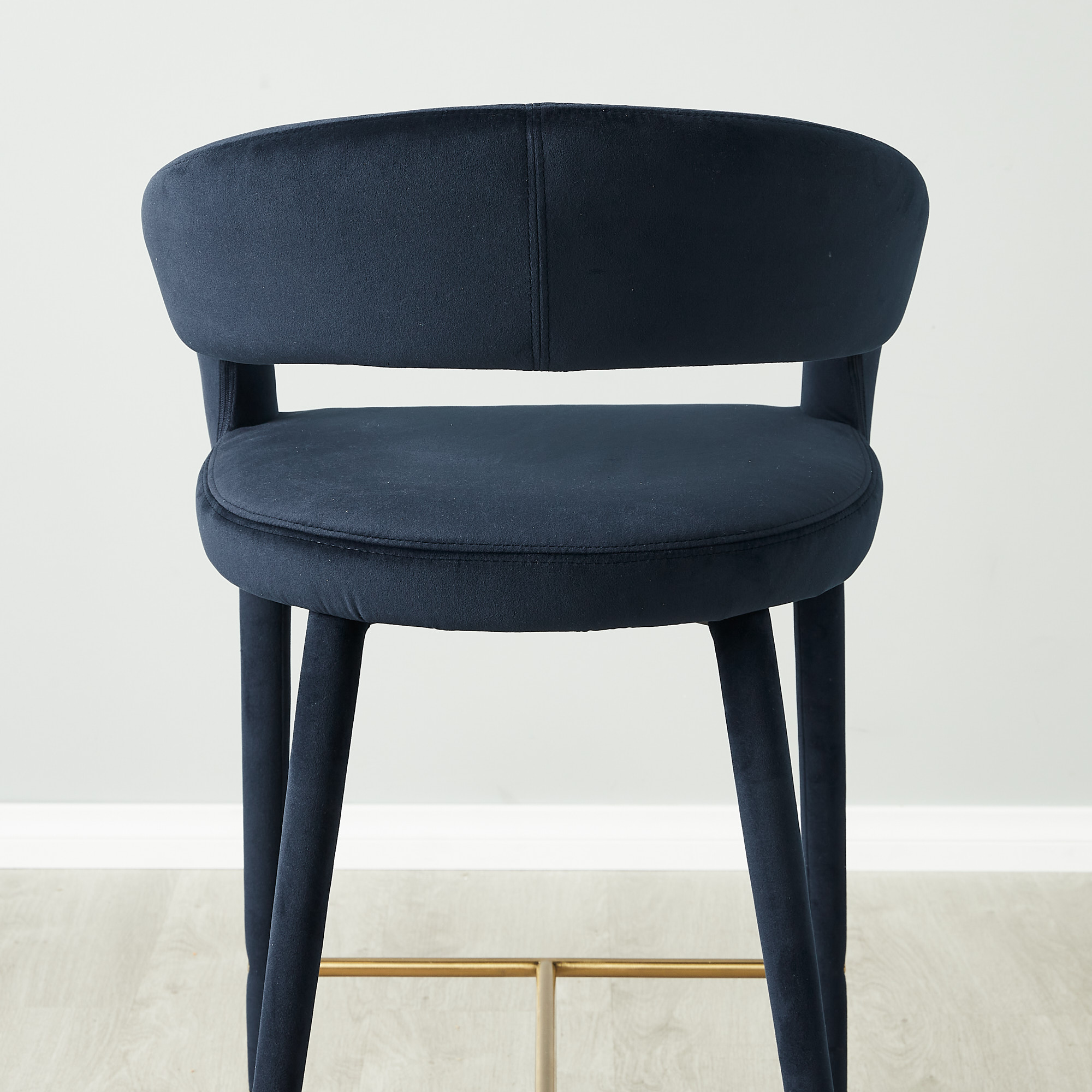 Moulin Midnight Navy Velvet 66cm Counter Stool - Brushed Gold Legs ...