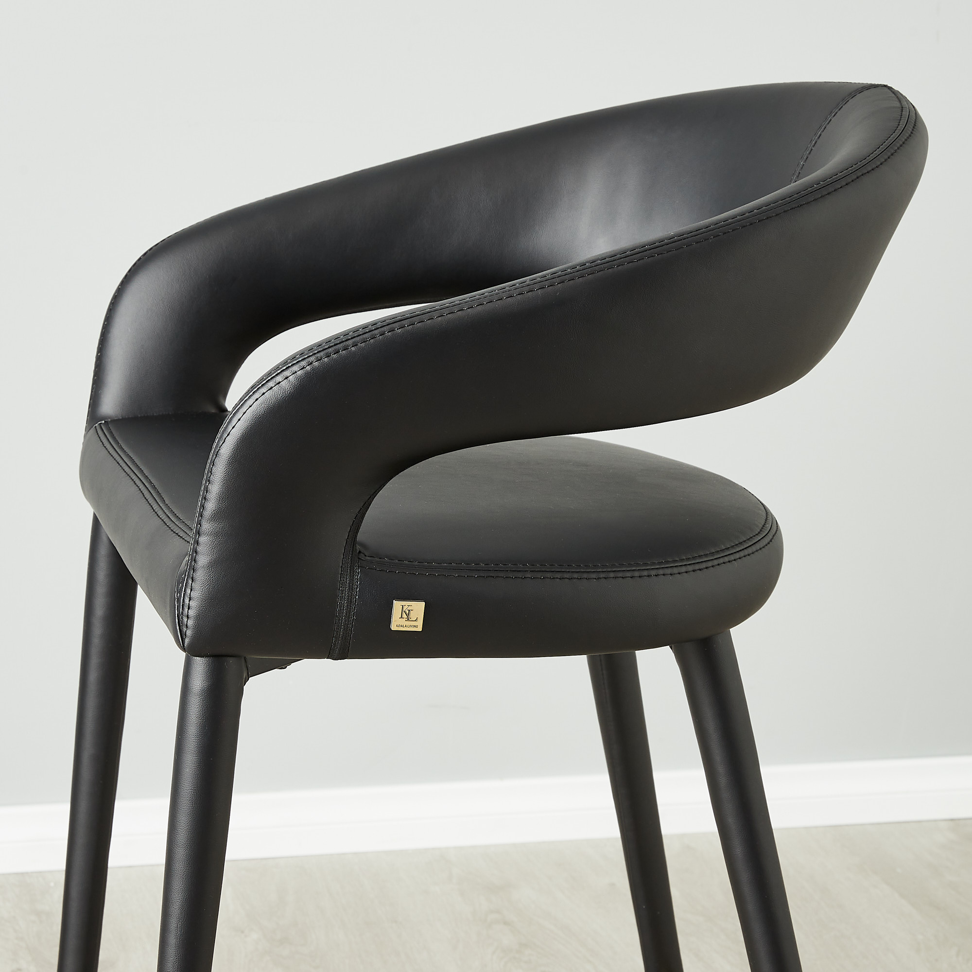 Moulin Black Vegan Leather 66cm Counter Stool - Brushed Gold Legs