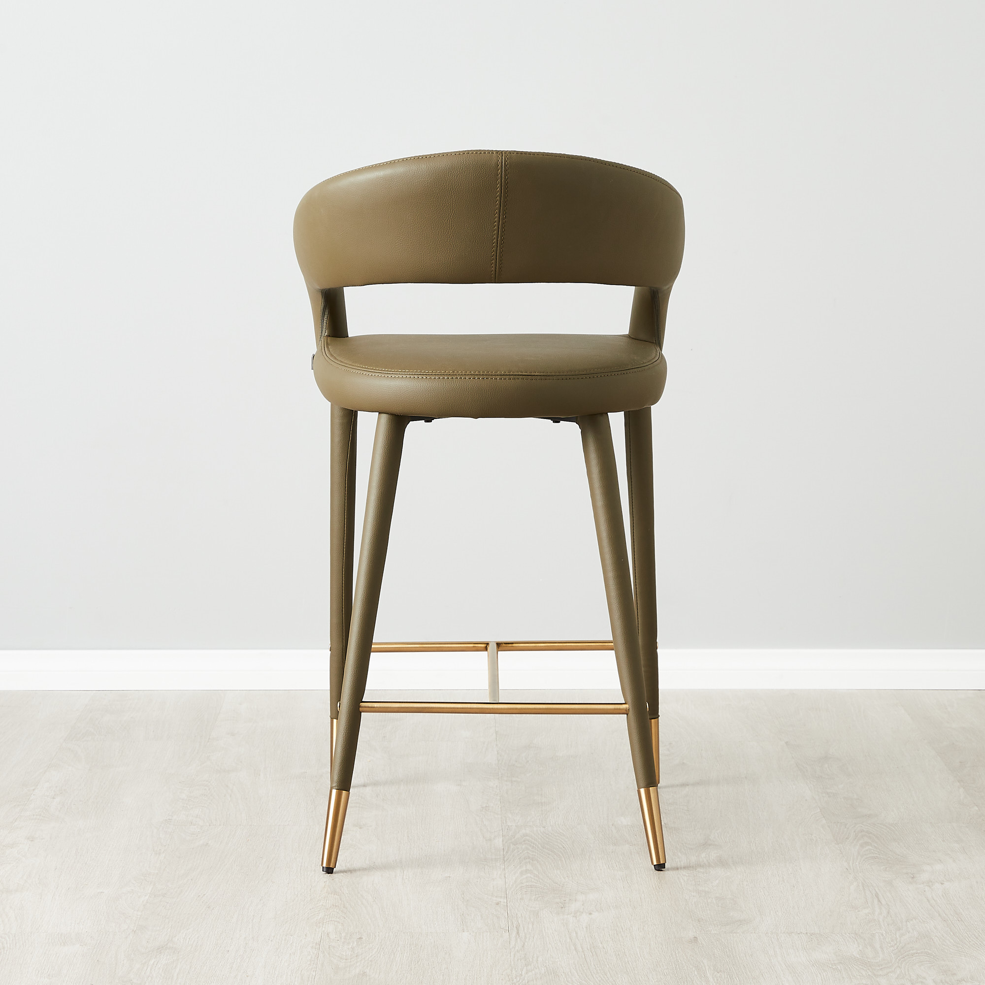 Moulin Sage Green Vegan Leather 66cm Counter Stool - Brushed Gold Legs