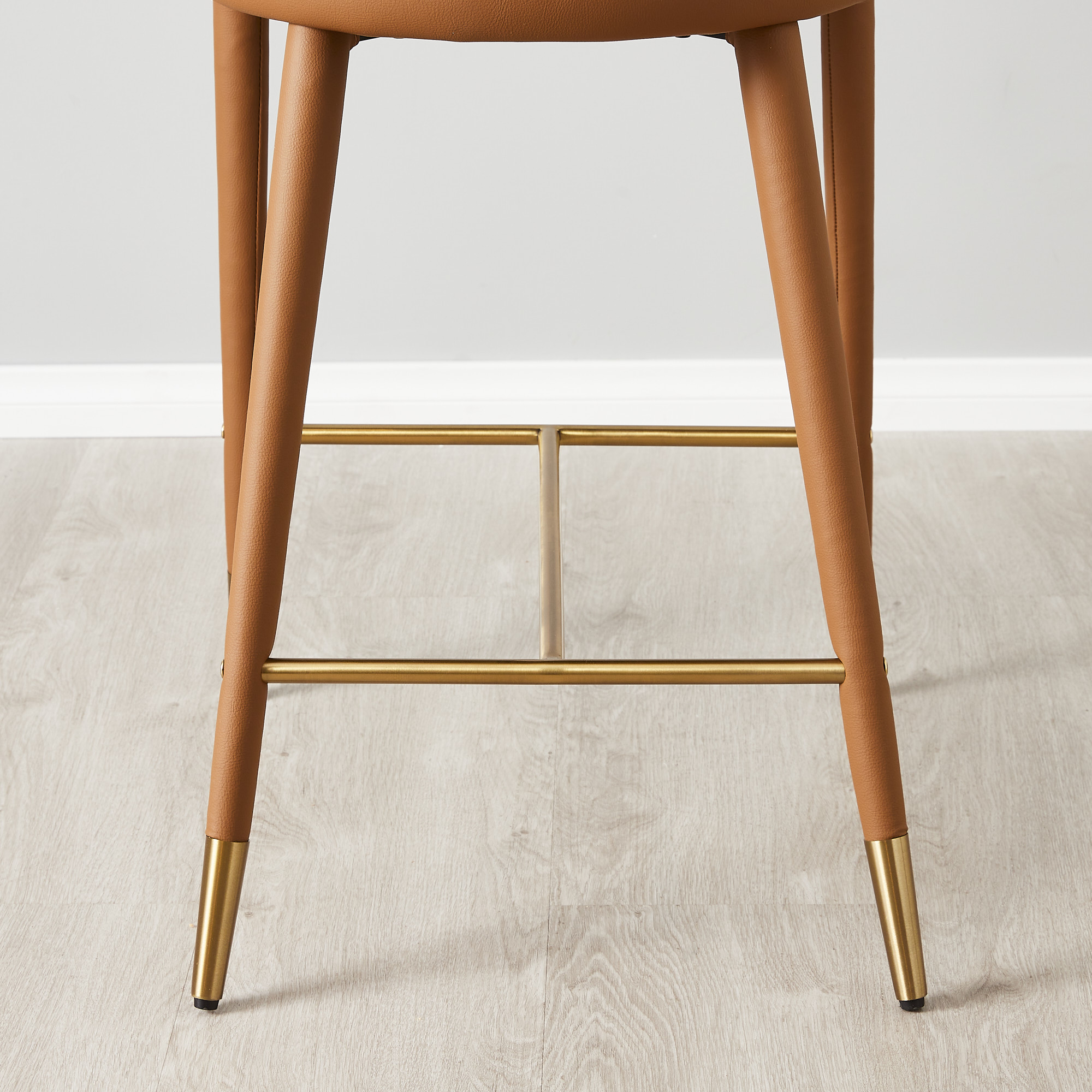 Moulin Walnut Vegan Leather 66cm Counter Stool - Brushed Gold Legs