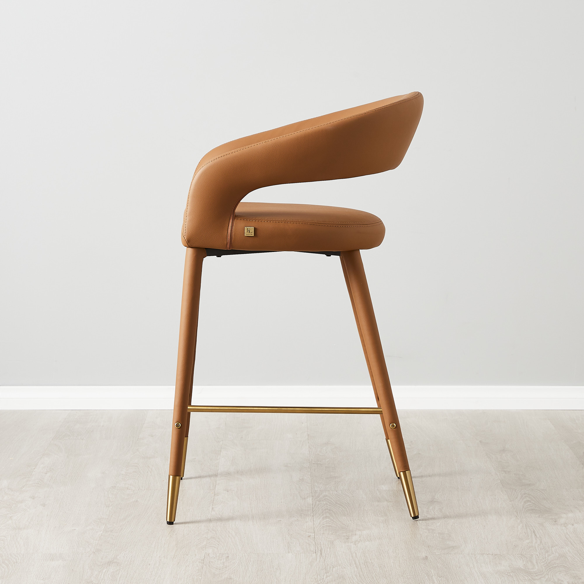 Moulin Walnut Vegan Leather 66cm Counter Stool - Brushed Gold Legs