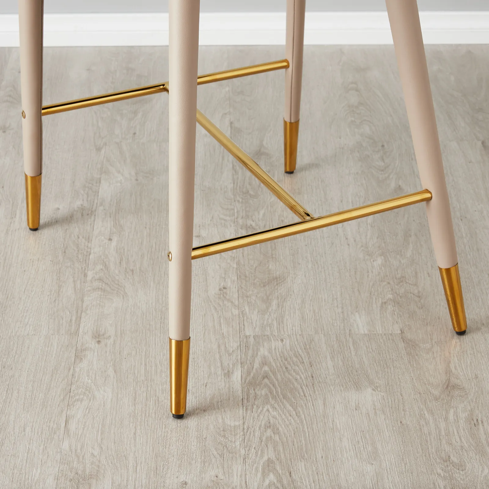Moulin Sand Beige Vegan Leather 66cm Counter Stool - Polished Gold Legs