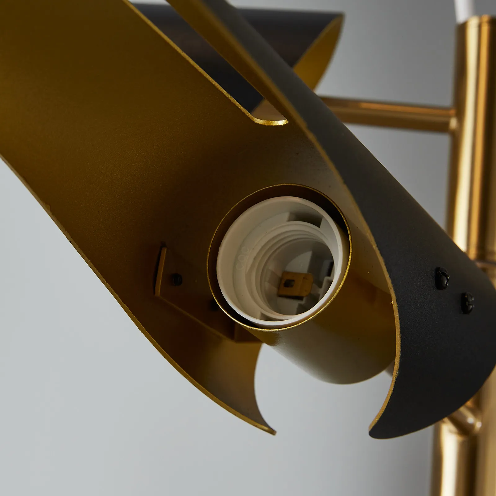 Ellis Brushed Gold Metal Chandelier Black Metal Shade | Koala Living